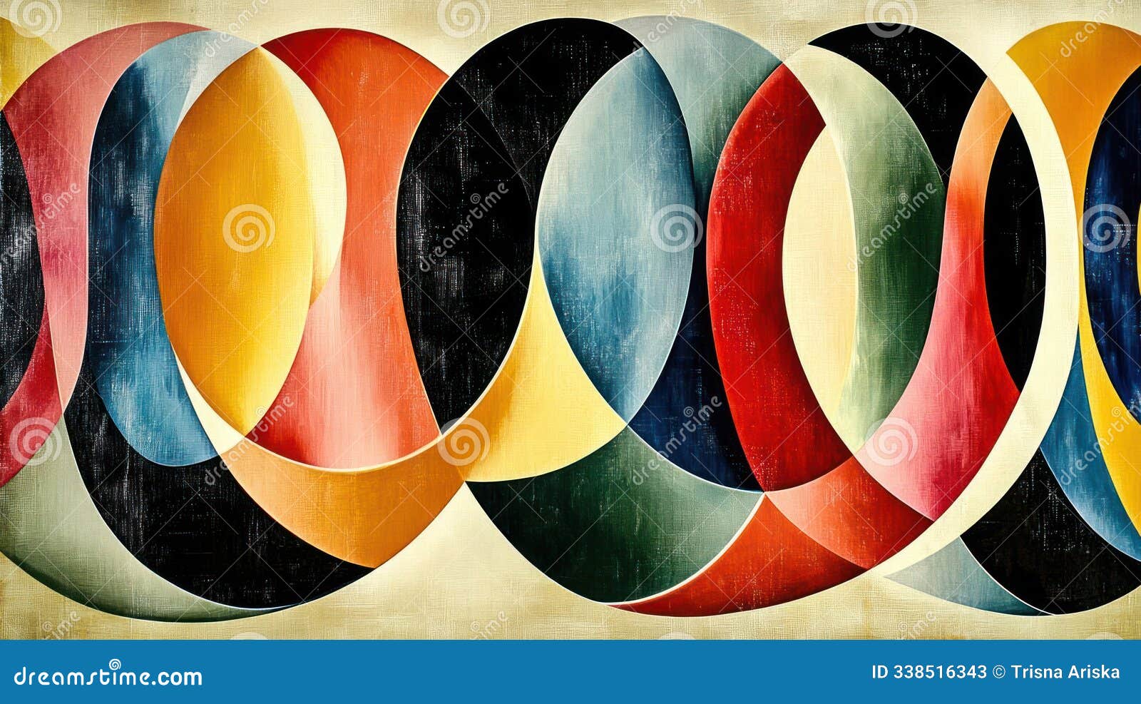 Abstract Artwork Featuring Vibrant, Interlocking Shapes in a Harmonious ...