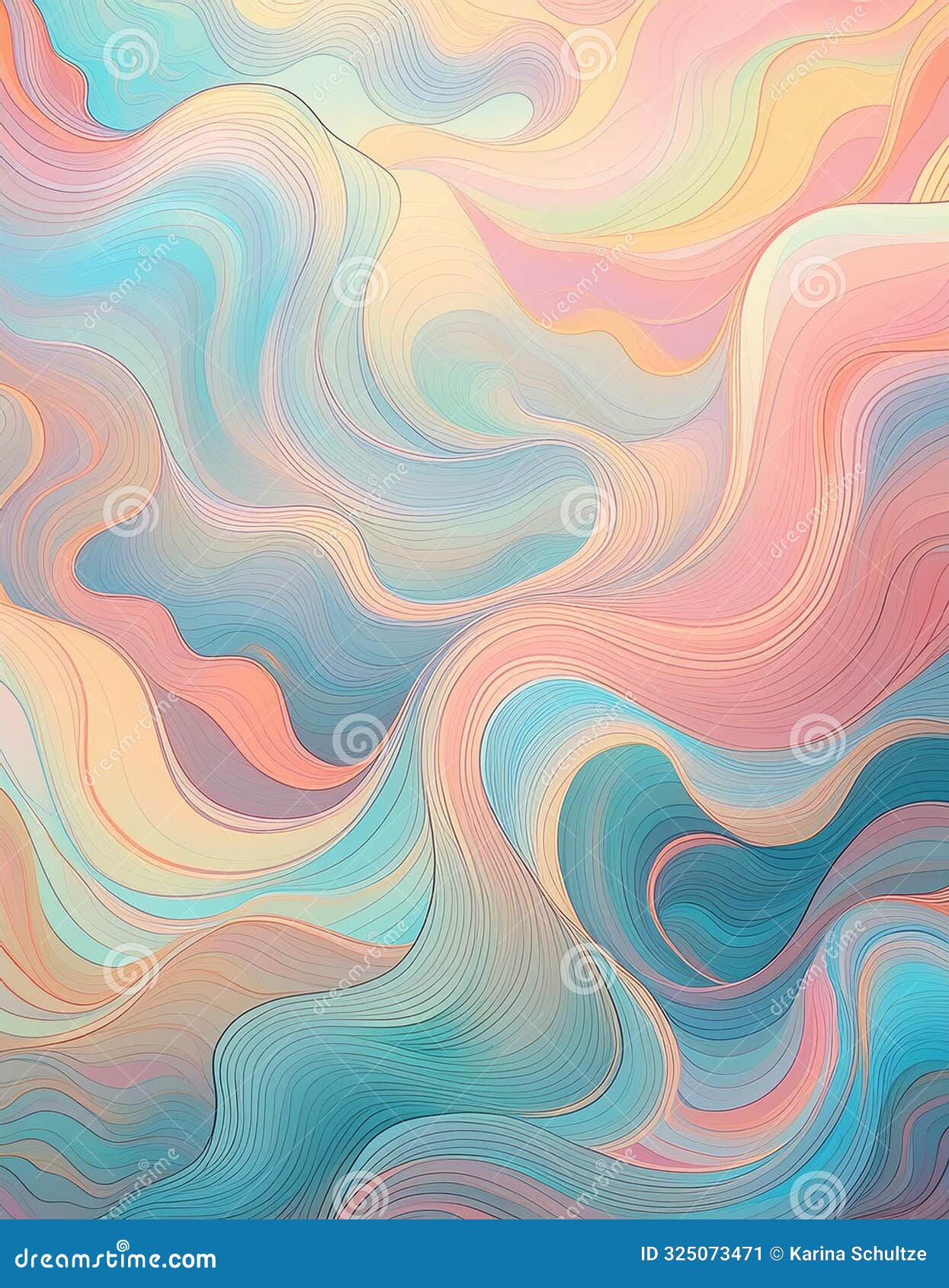 Abstract Artwork with Flowing Lines and Intense Textures in Pastel ...