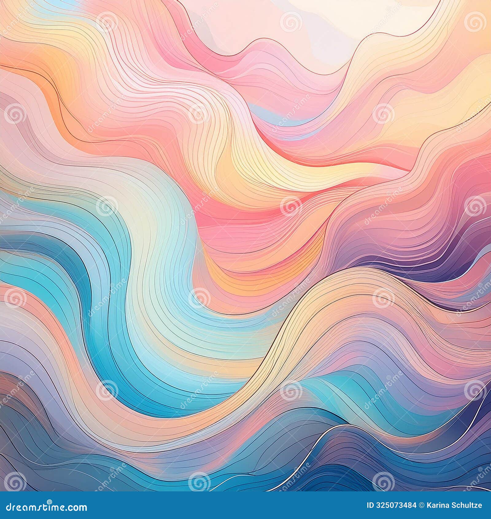 Abstract Artwork with Flowing Lines and Intense Textures in Pastel ...