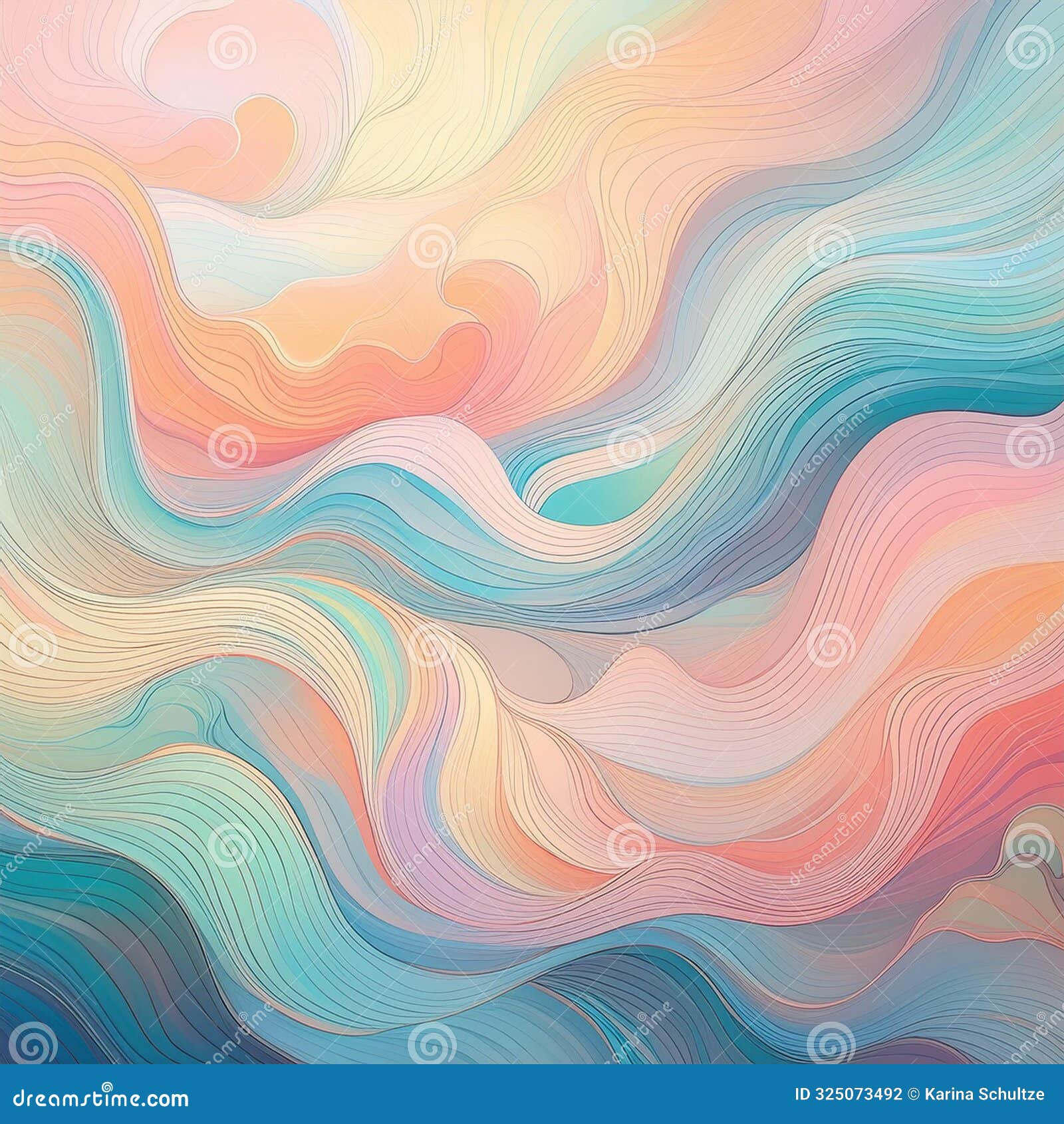 Abstract Artwork with Flowing Lines and Intense Textures in Pastel ...