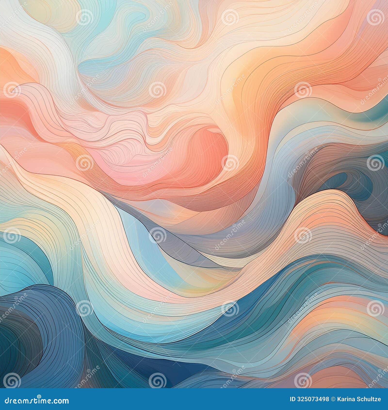 Abstract Artwork with Flowing Lines and Intense Textures in Pastel ...