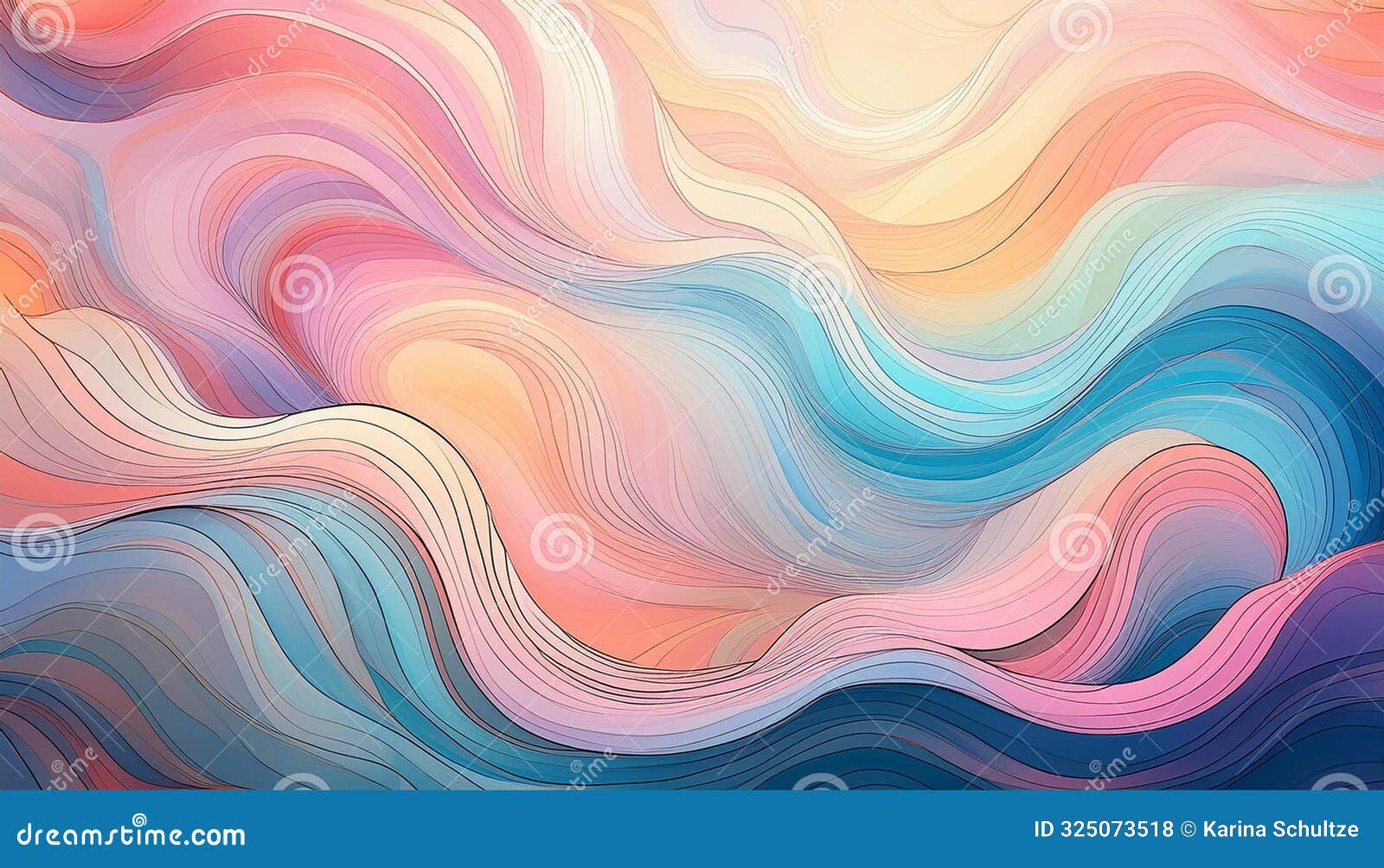 Abstract Artwork with Flowing Lines and Intense Textures in Pastel ...