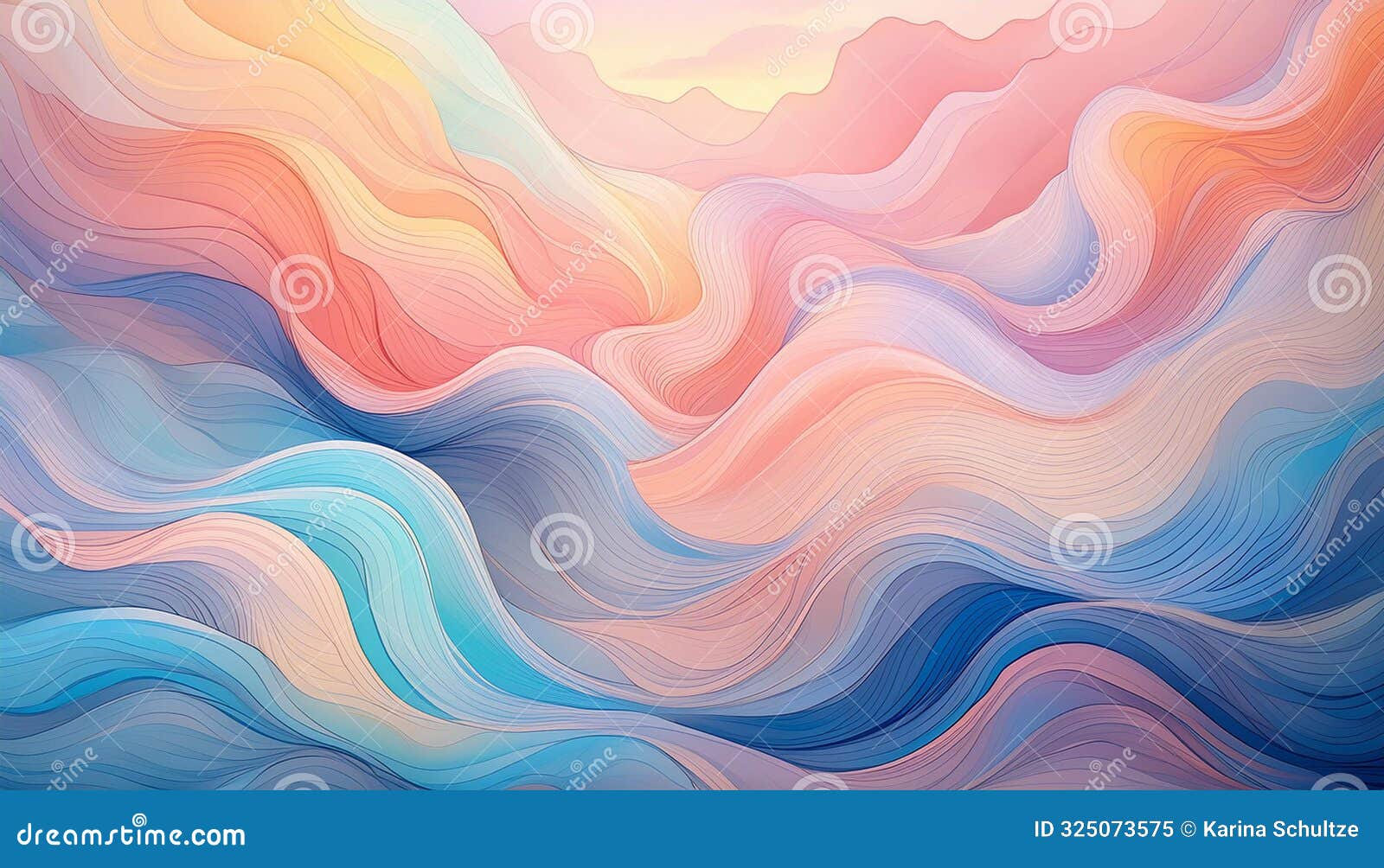 Abstract Artwork with Flowing Lines and Intense Textures in Pastel ...