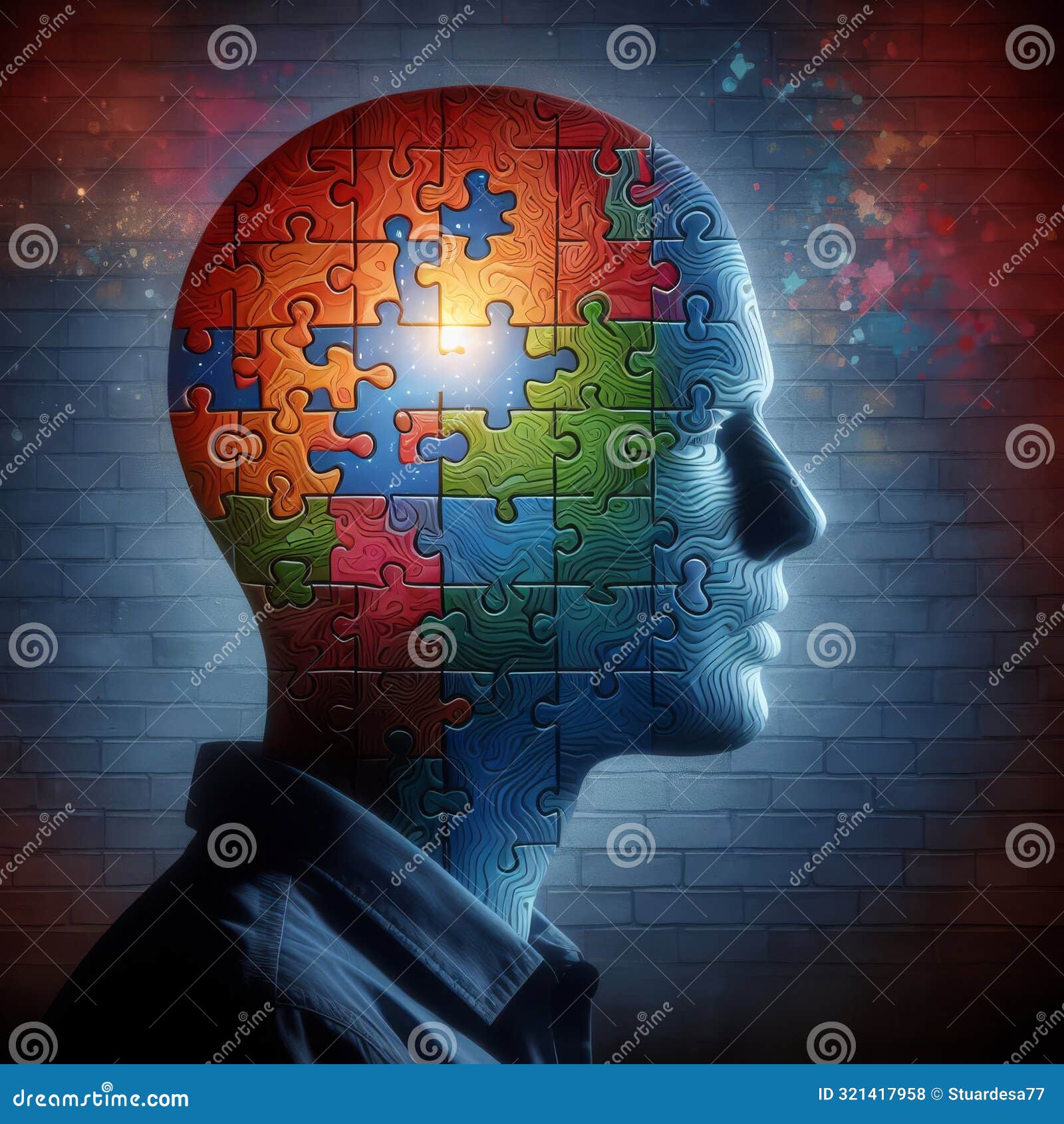 Abstract Puzzle Brain Illustrating Cognitive Complexity Stock Photo ...