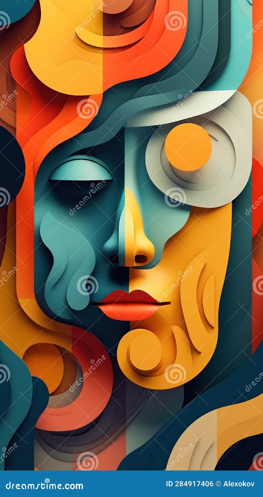 Abstract Artwork with Layered Elements and Harmonious Color Palette AI ...