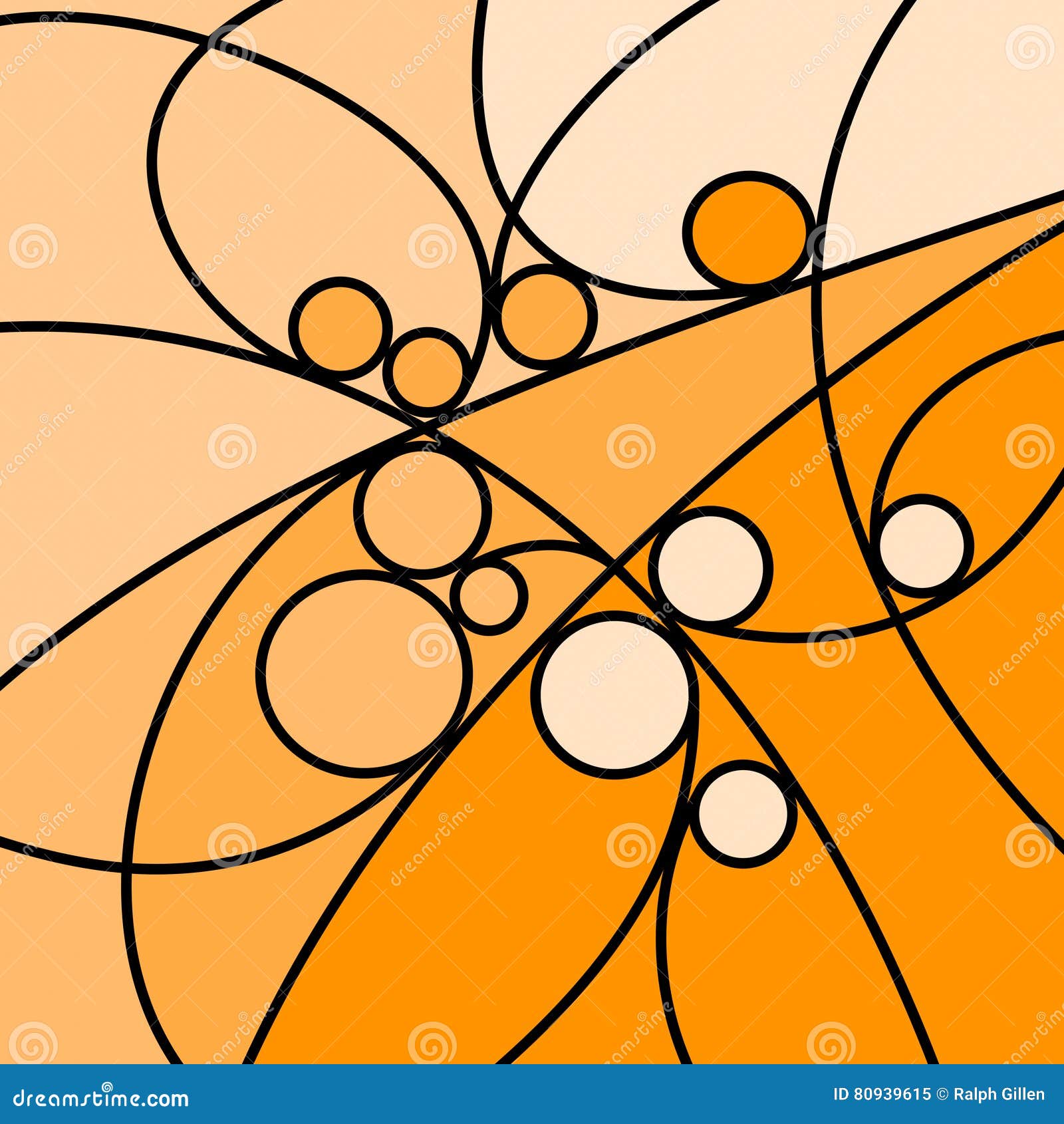 Abstract Artwork Orange Curves and Circles Stock Illustration ...