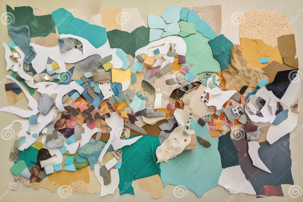 Abstract Artwork, with Pieces of Torn Paper Forming Abstract Shapes and ...