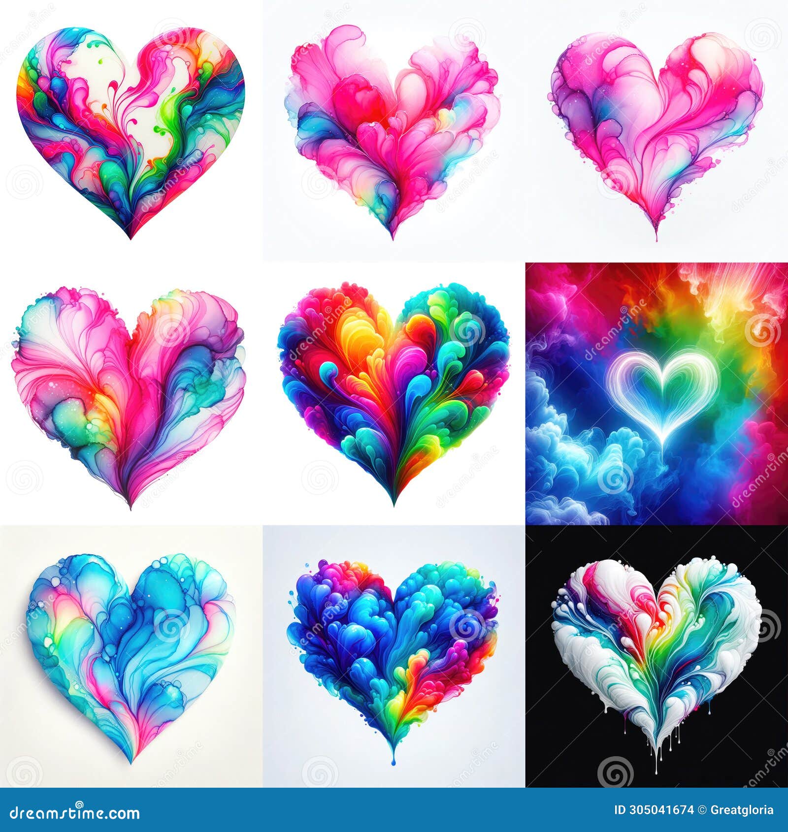Multicolor A Heart Shape Exploding With Vibrant Rainbow Colors Stock ...