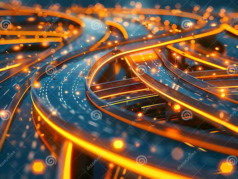 A Network of Roads and Highways Intertwining in Abstract Background Art ...