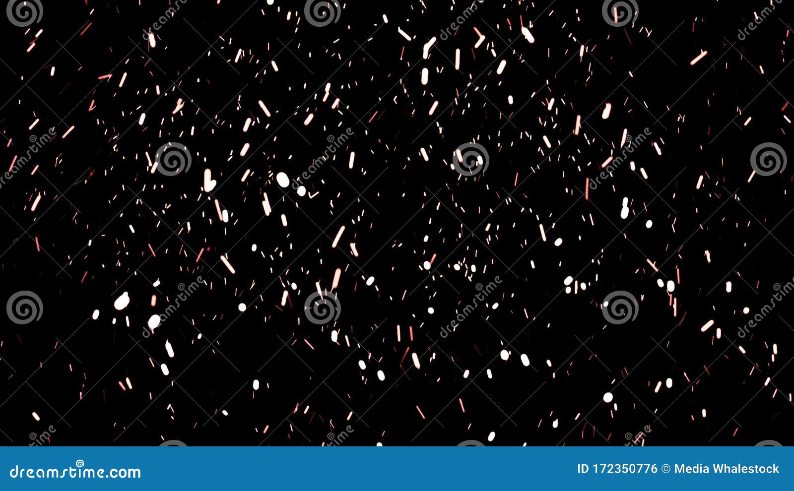 Abstract Ash Particles Floating Over Black Background. Animation. White ...