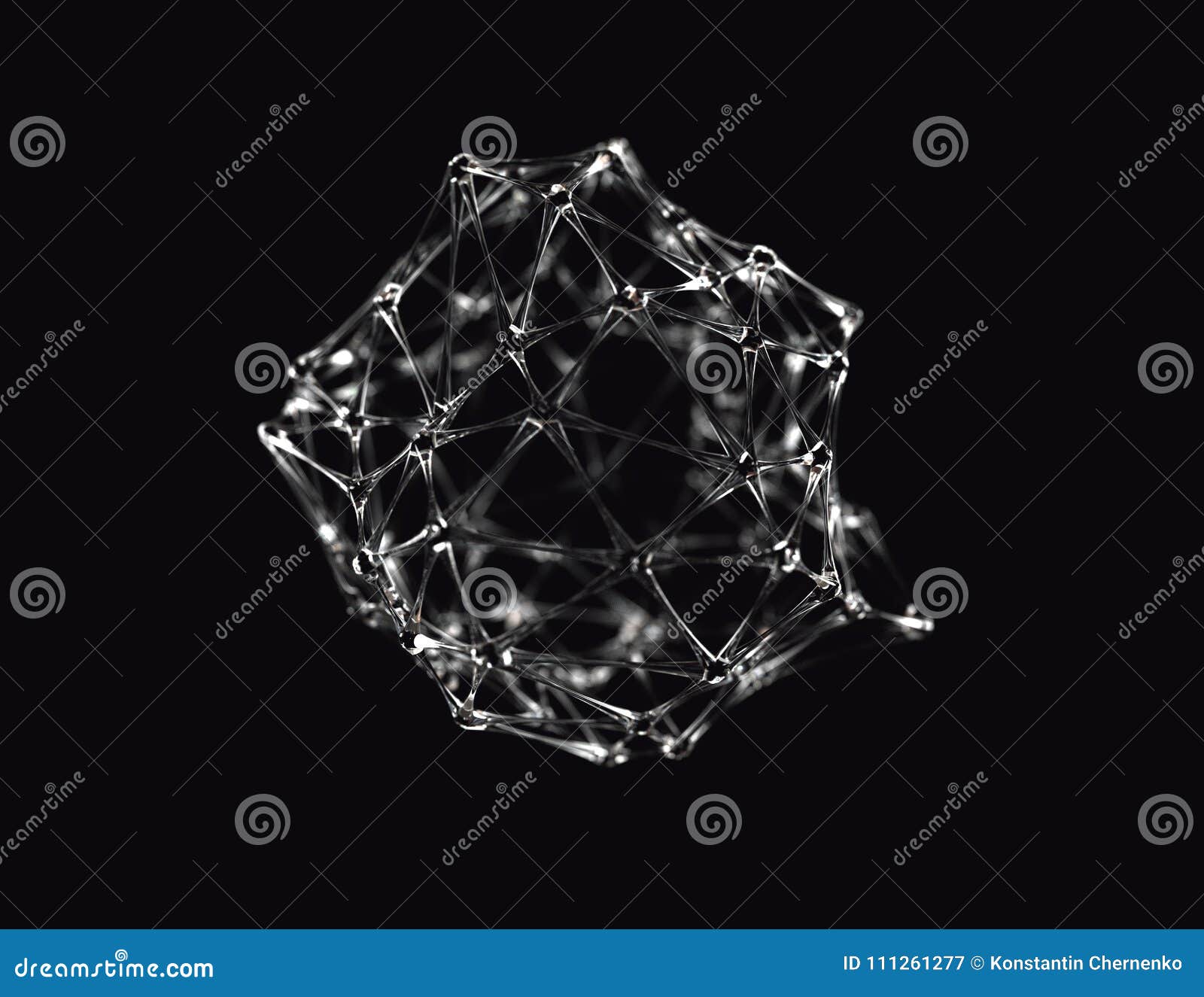 Abstract Asymmetric Shape with Connected Lines and Dots. Stock ...