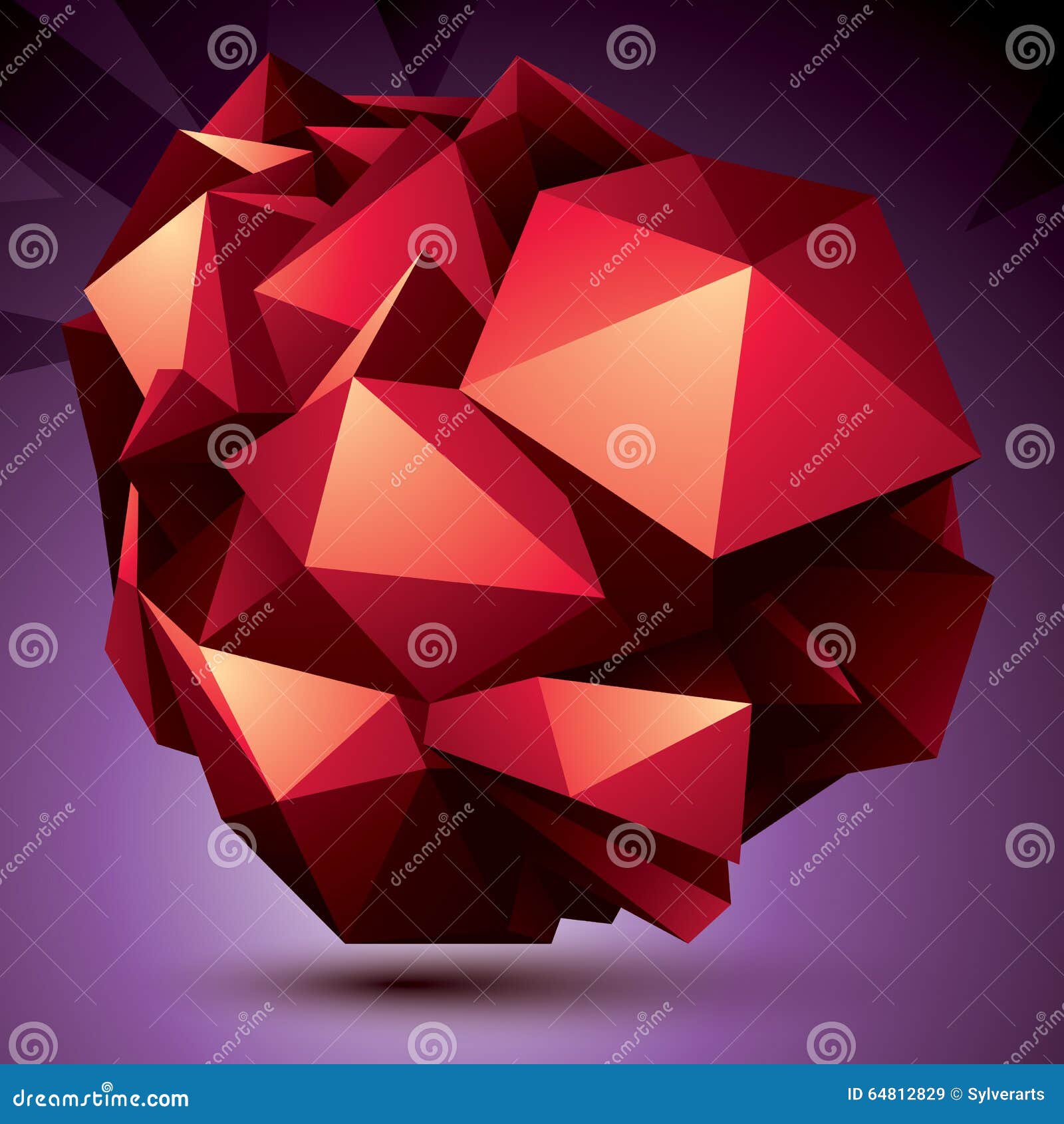 Abstract Asymmetric Vector Red Object Constructed from Different Stock ...
