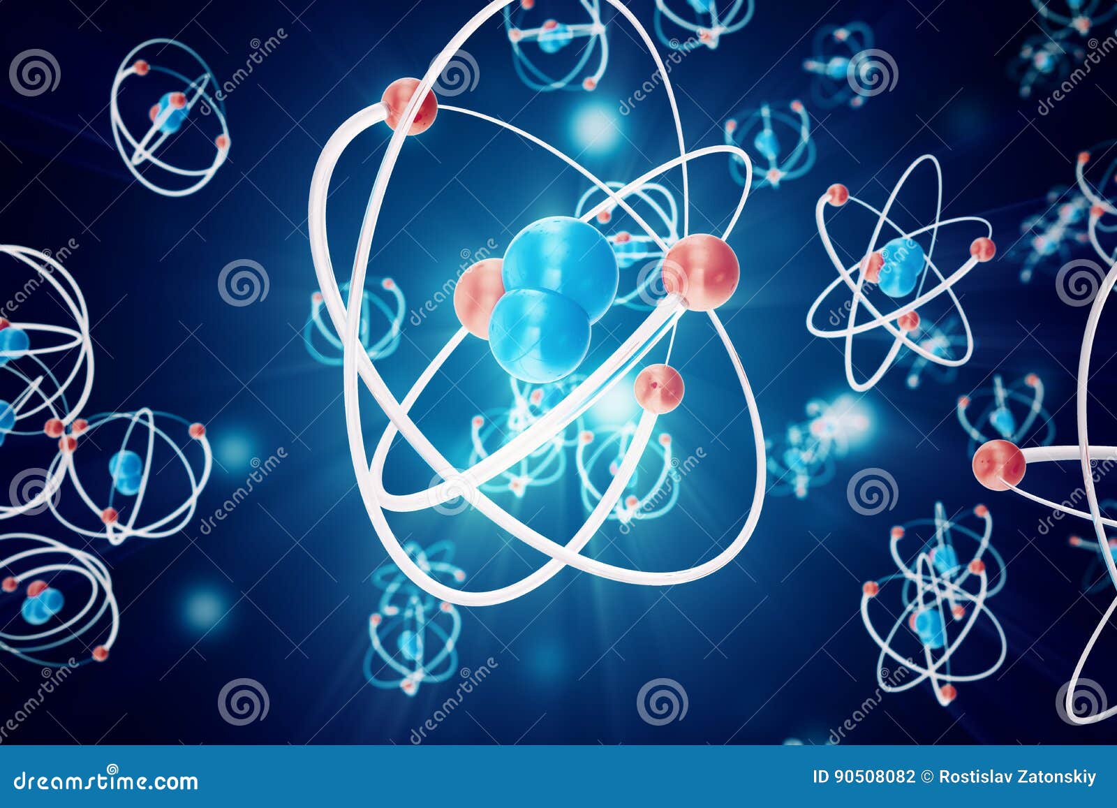 Abstract Atom Background, Chemistry Model of Molecule. Atoms and ...