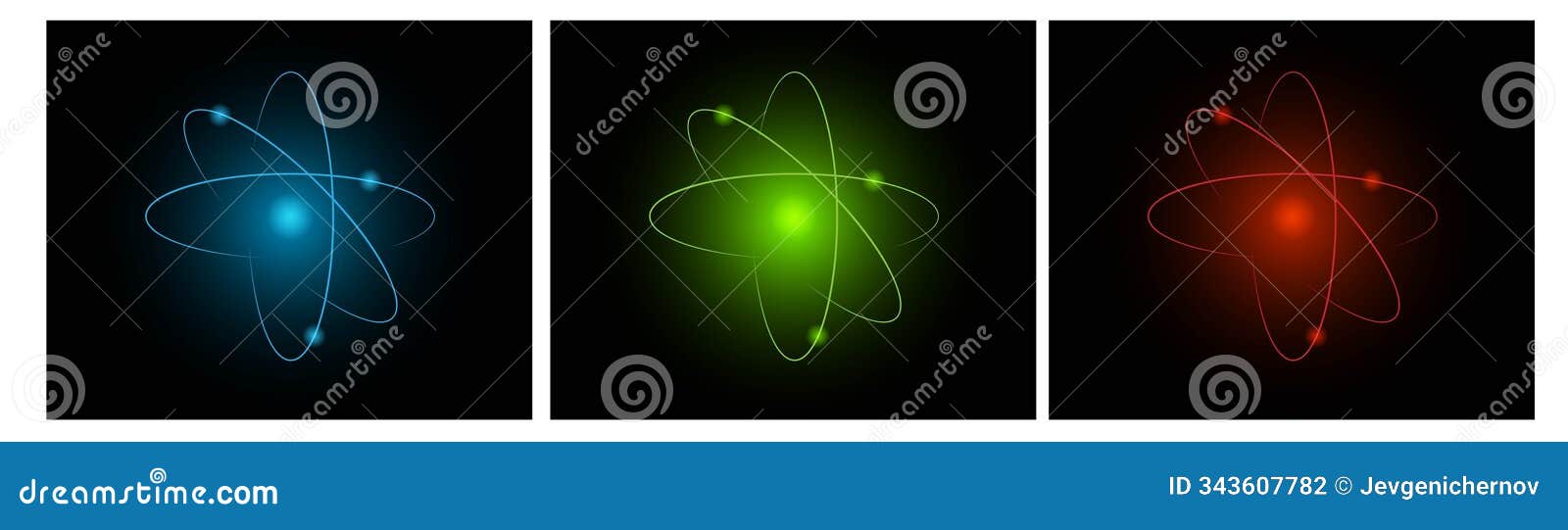 Abstract Atom with Electrons on Orbits on Dark Background Scientific ...