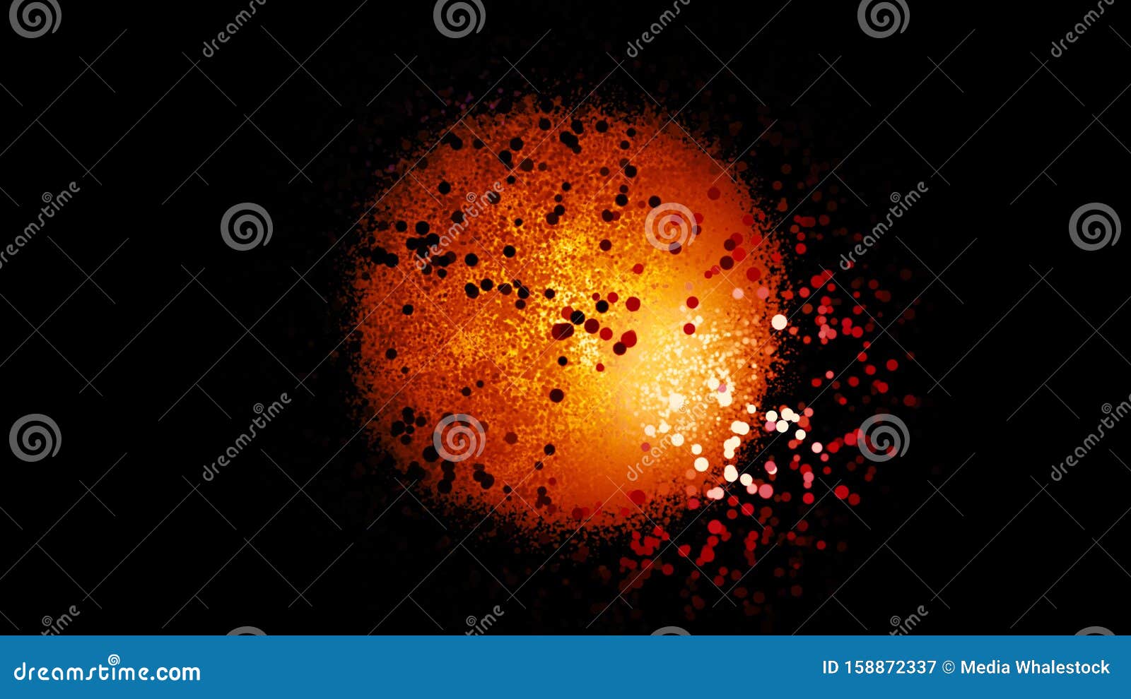 Abstract Atom with Orange Shining Nucleus and the Electrons Cloud ...