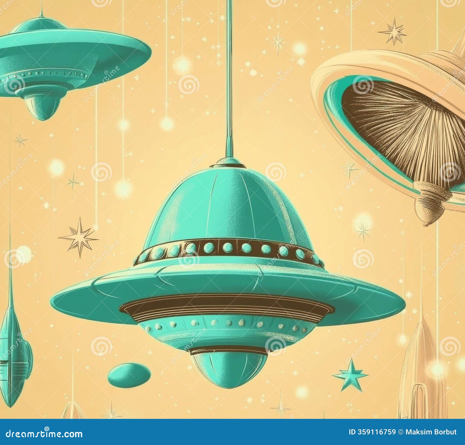 Abstract Atomic Era Seamless Pattern of the 1950s, 1960s, and 1970s ...