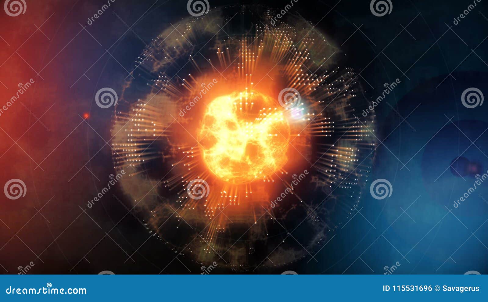 Atomic Particles Collide and Spin Stock Illustration - Illustration of ...