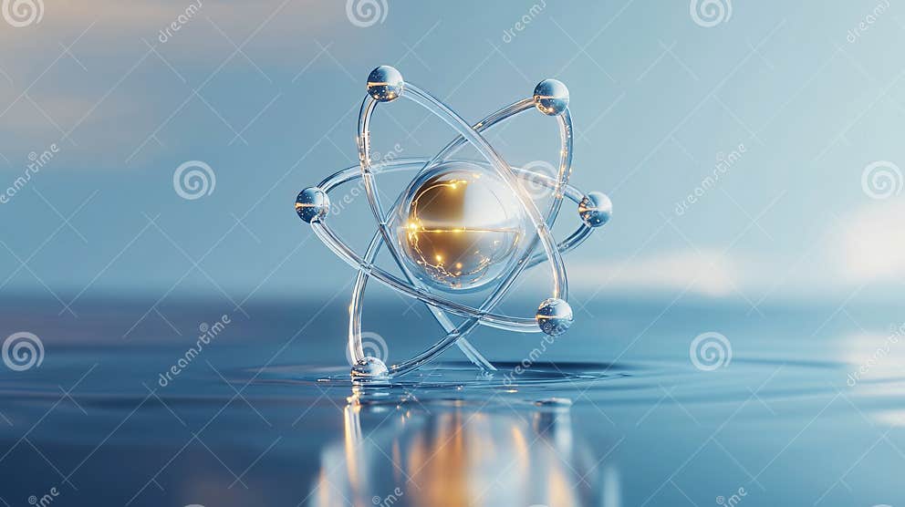 Abstract Atomic Structure Model in Water, Science High Quality Image ...