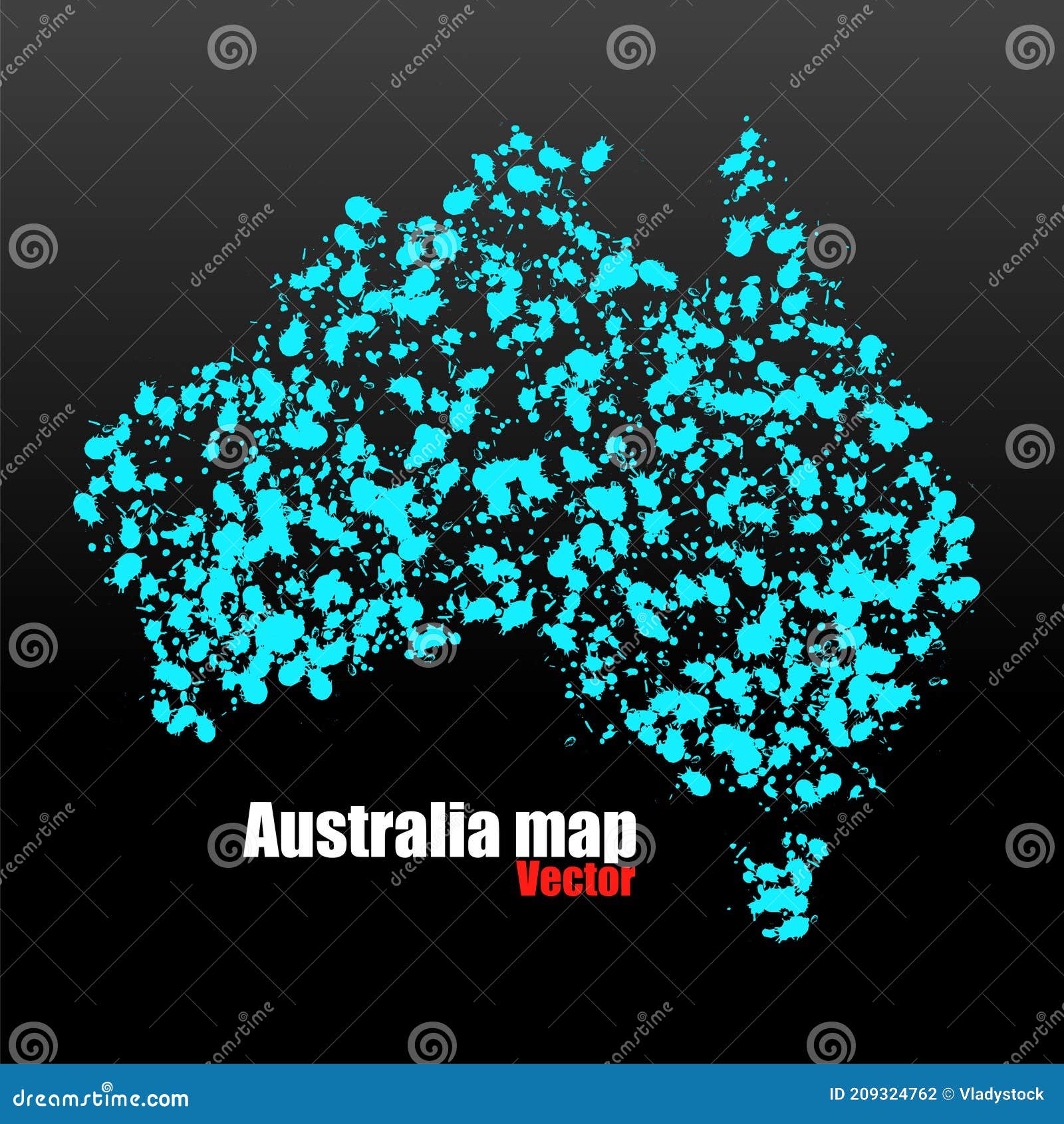 Abstract Australia Map of Colorful Ink Splashes Stock Vector ...