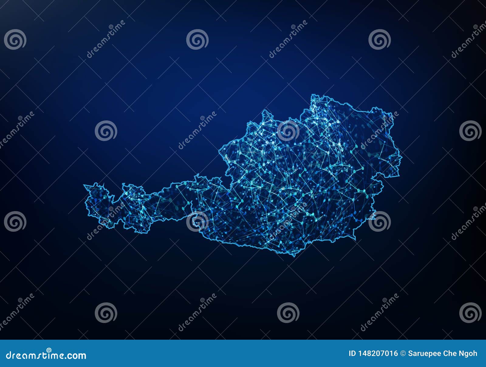 Abstract of Austria Map Network, Internet and Global Connection Concept ...