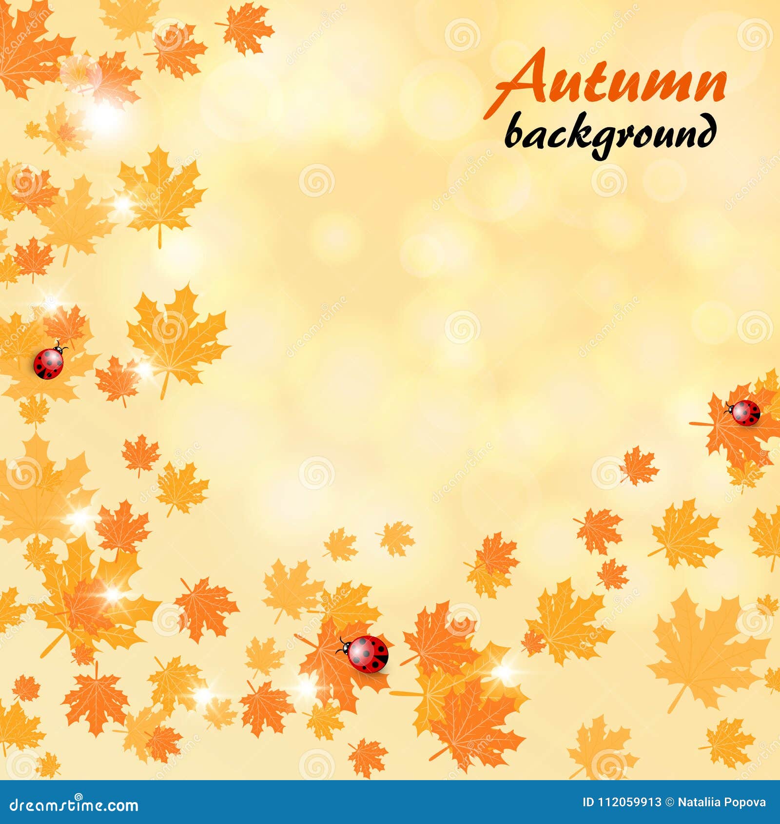 Abstract Autumn Yellow Background with Maple Leaves Stock Illustration ...