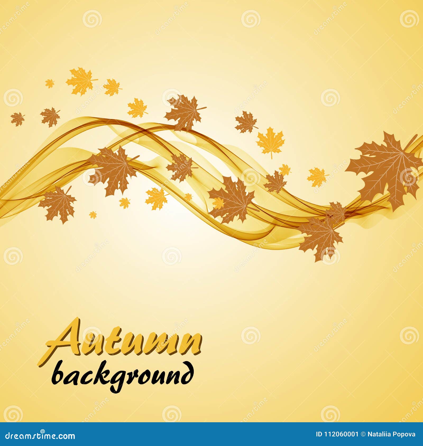Abstract Autumn Yellow Background with Maple Leaves Stock Illustration ...