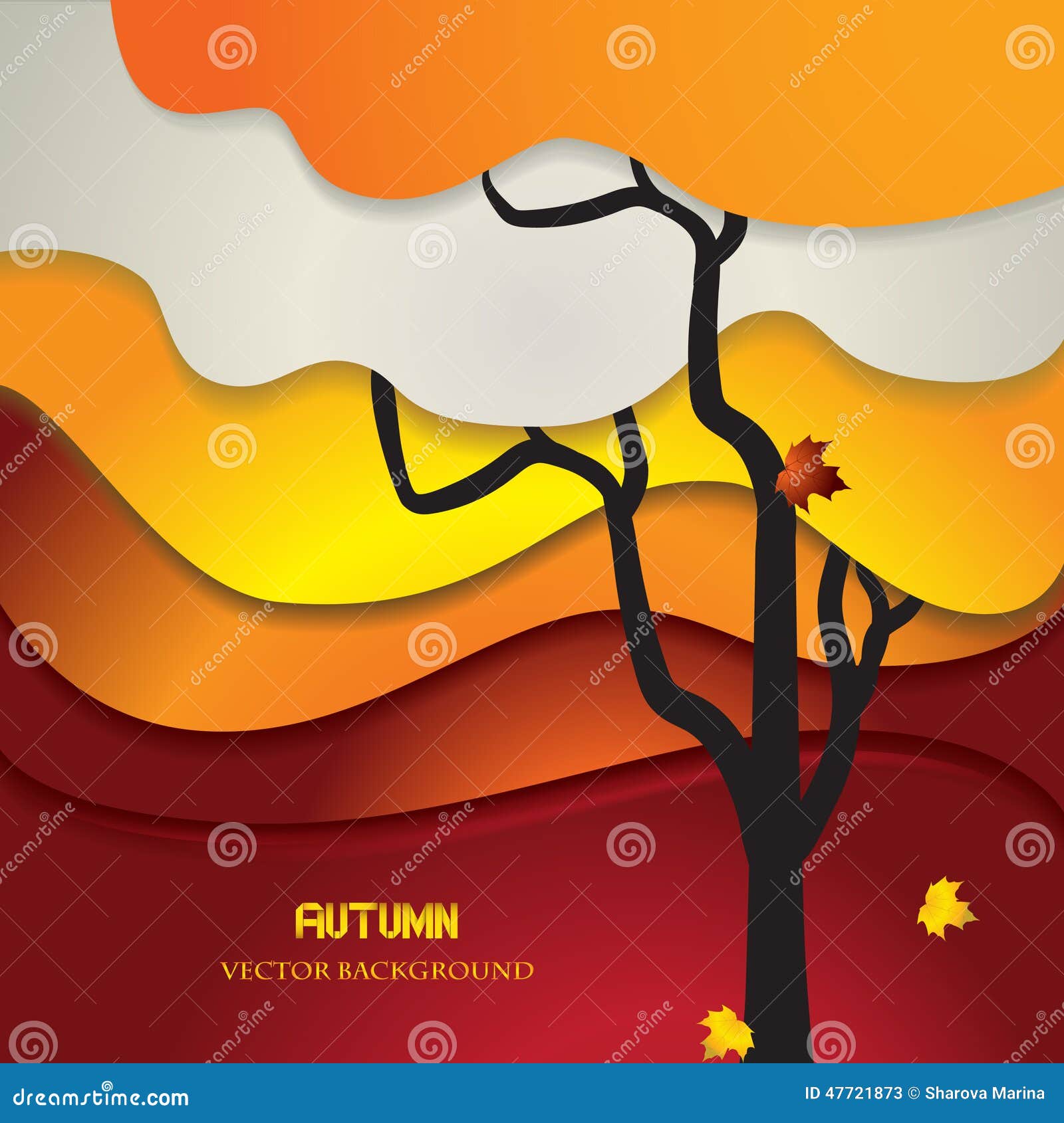 Abstract Autumn Background with Origami Stylized Tree and Leaves Stock ... Abstract Autumn Background with Origami Stylized Tree and Leaves Stock ...