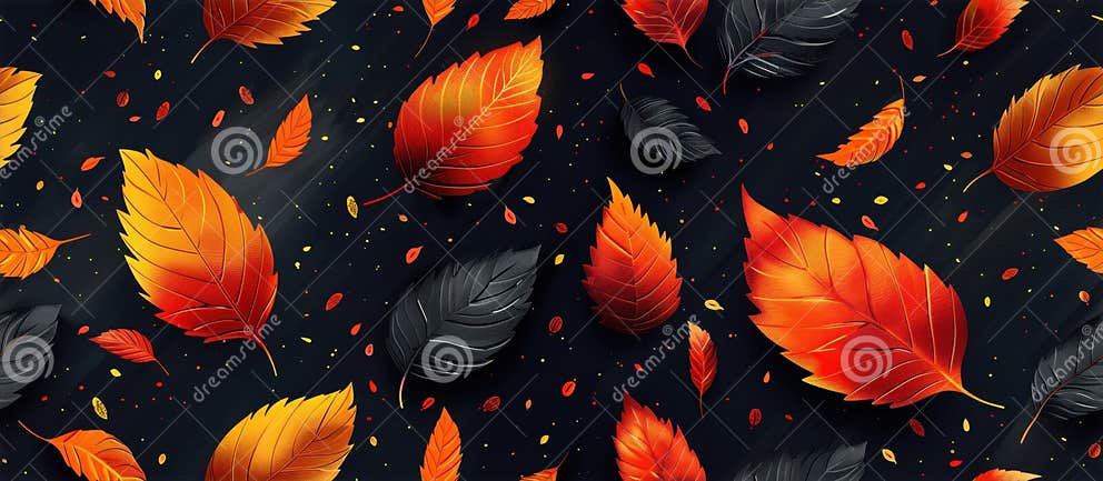 Abstract Autumn Fall Tree Leaves Seamless Pattern Background Stock ...