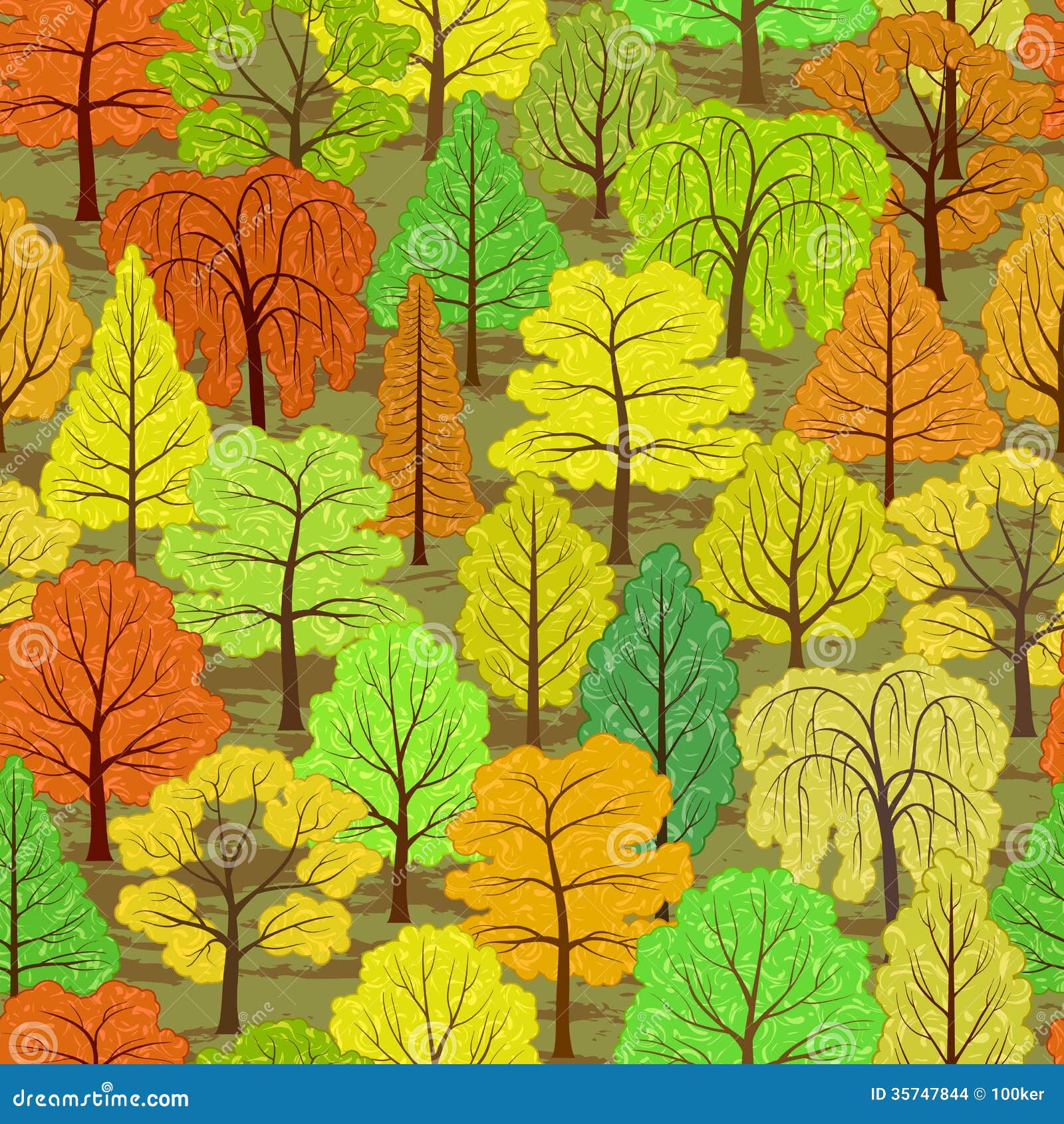 Abstract Autumn Forest Seamless Background Stock Vector - Illustration ...