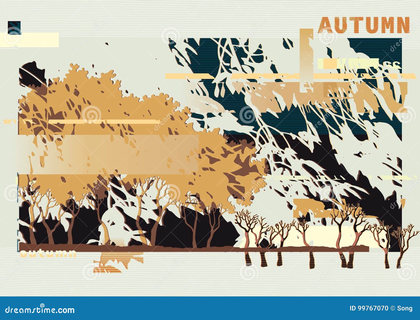 Abstract autumn landscape stock vector. Illustration of stylen - 99767070
