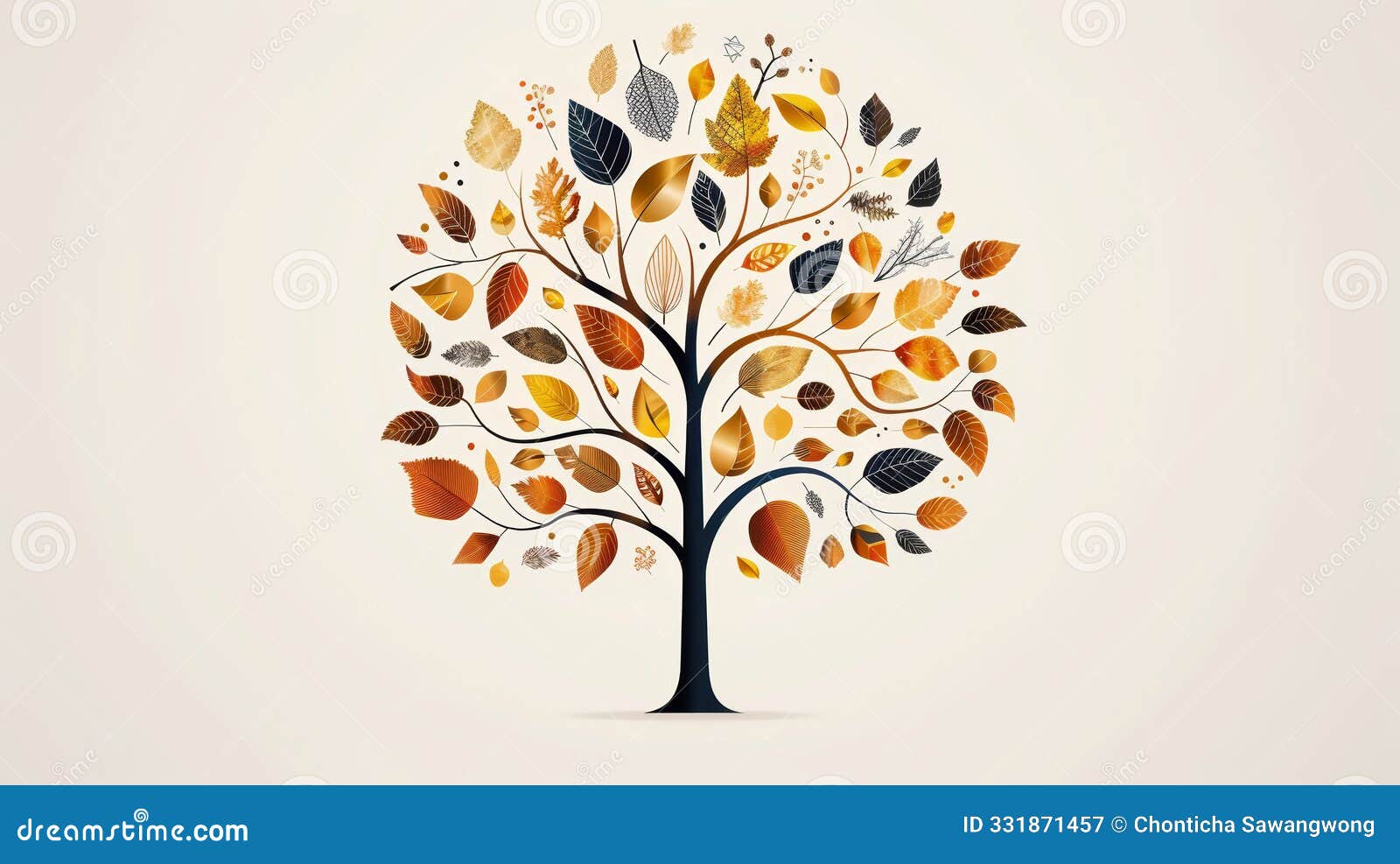 Abstract Autumn Tree with Colorful Leaves. Simple Design, Perfect for ...