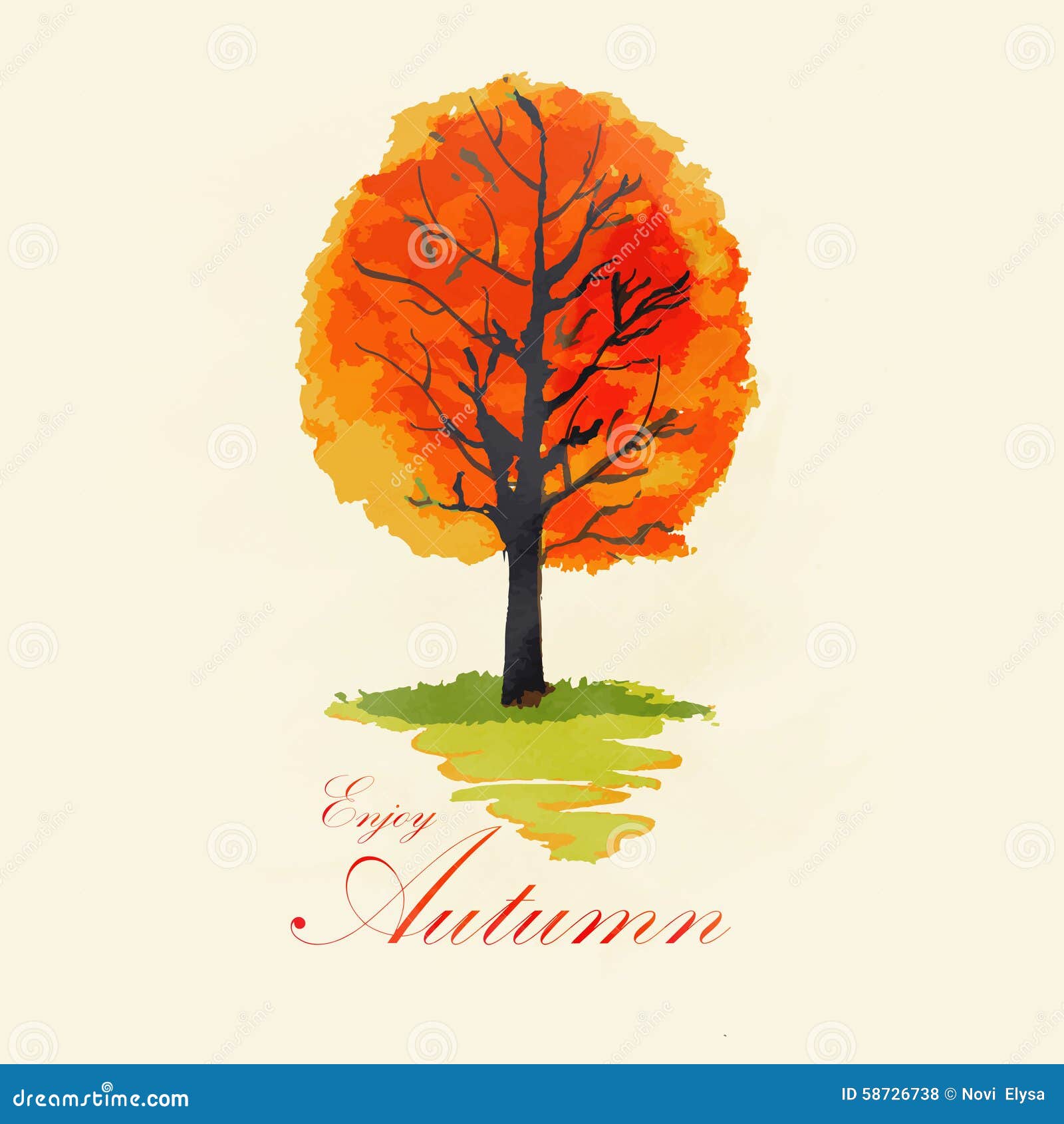 Abstract autumn tree stock vector. Illustration of decoration - 58726738