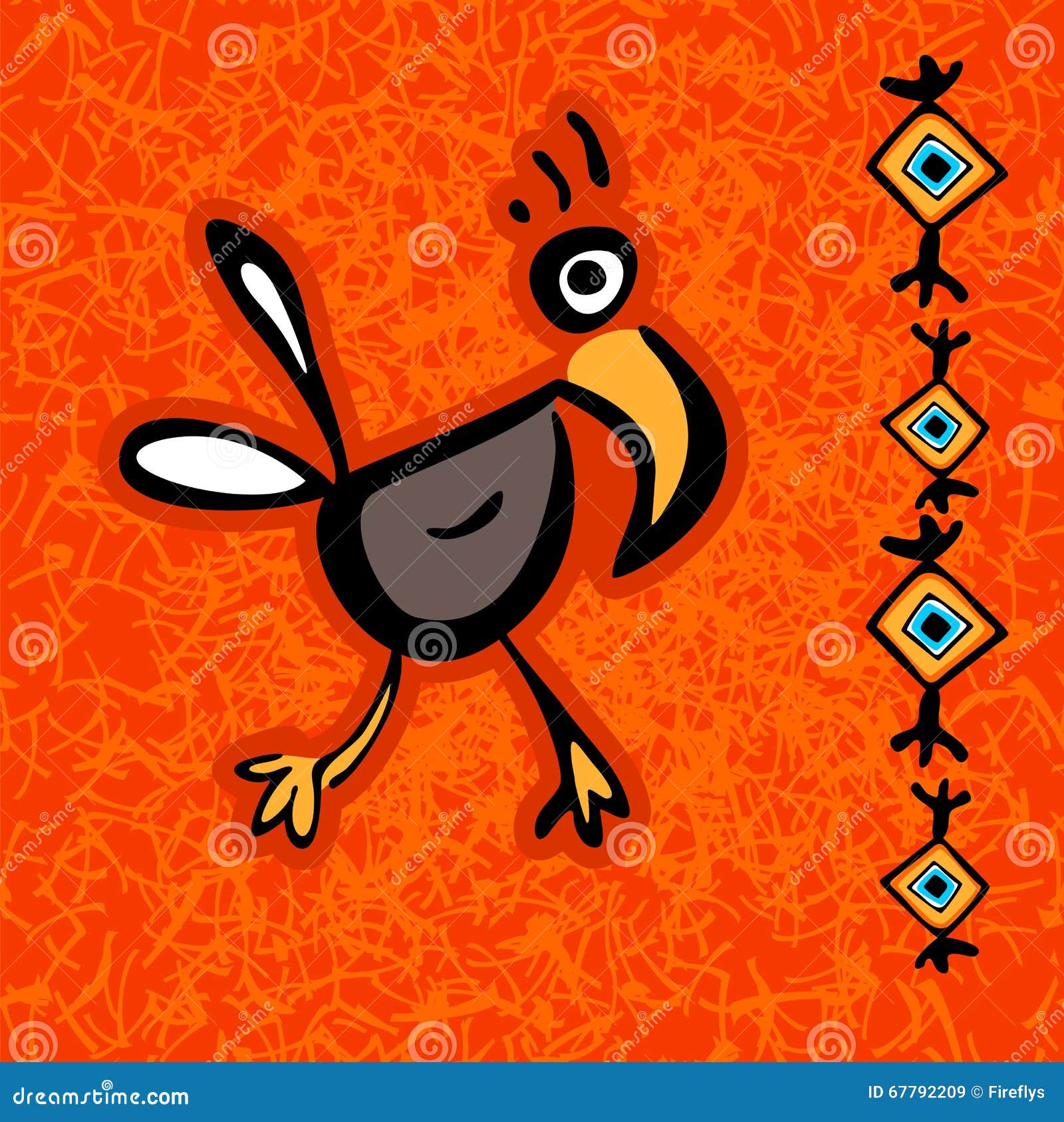 Abstract aztec bird. stock vector. Illustration of orange - 67792209
