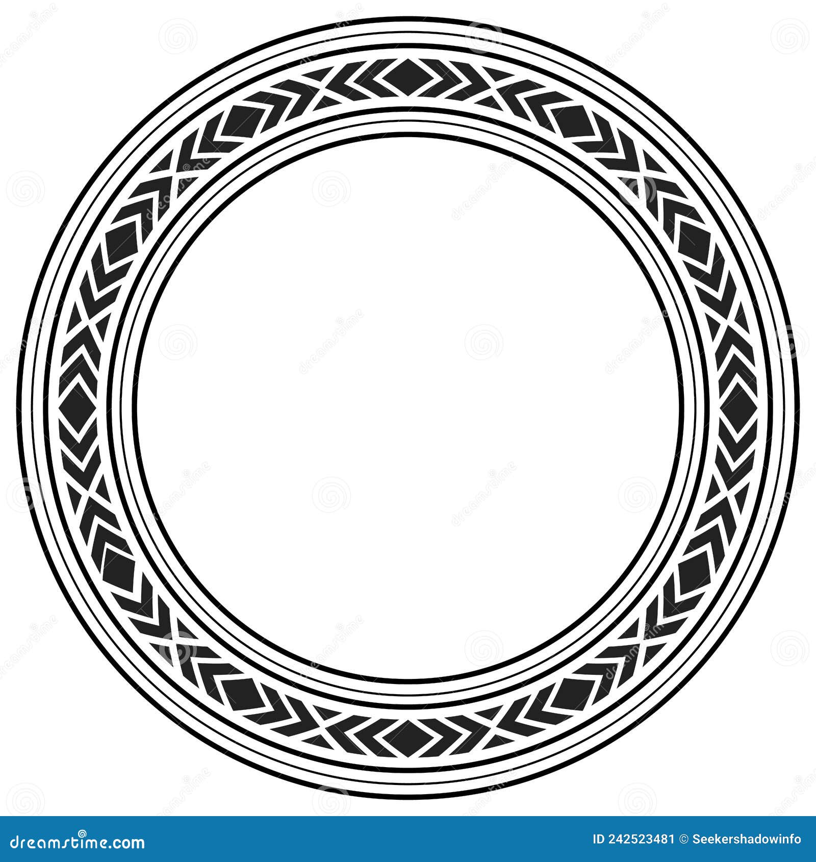 Abstract Aztec Frame. Black Circle Frames with Tribal Patterns. Vector ...