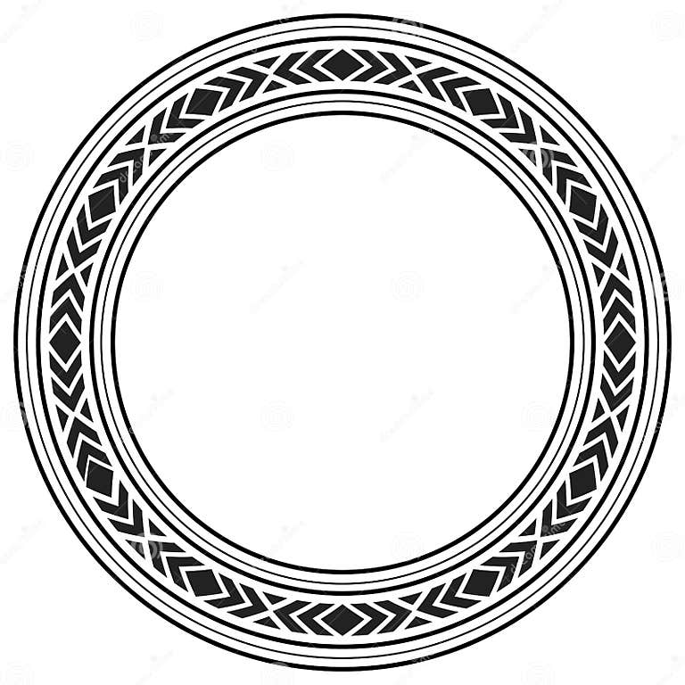 Abstract Aztec Frame. Black Circle Frames with Tribal Patterns. Vector ...