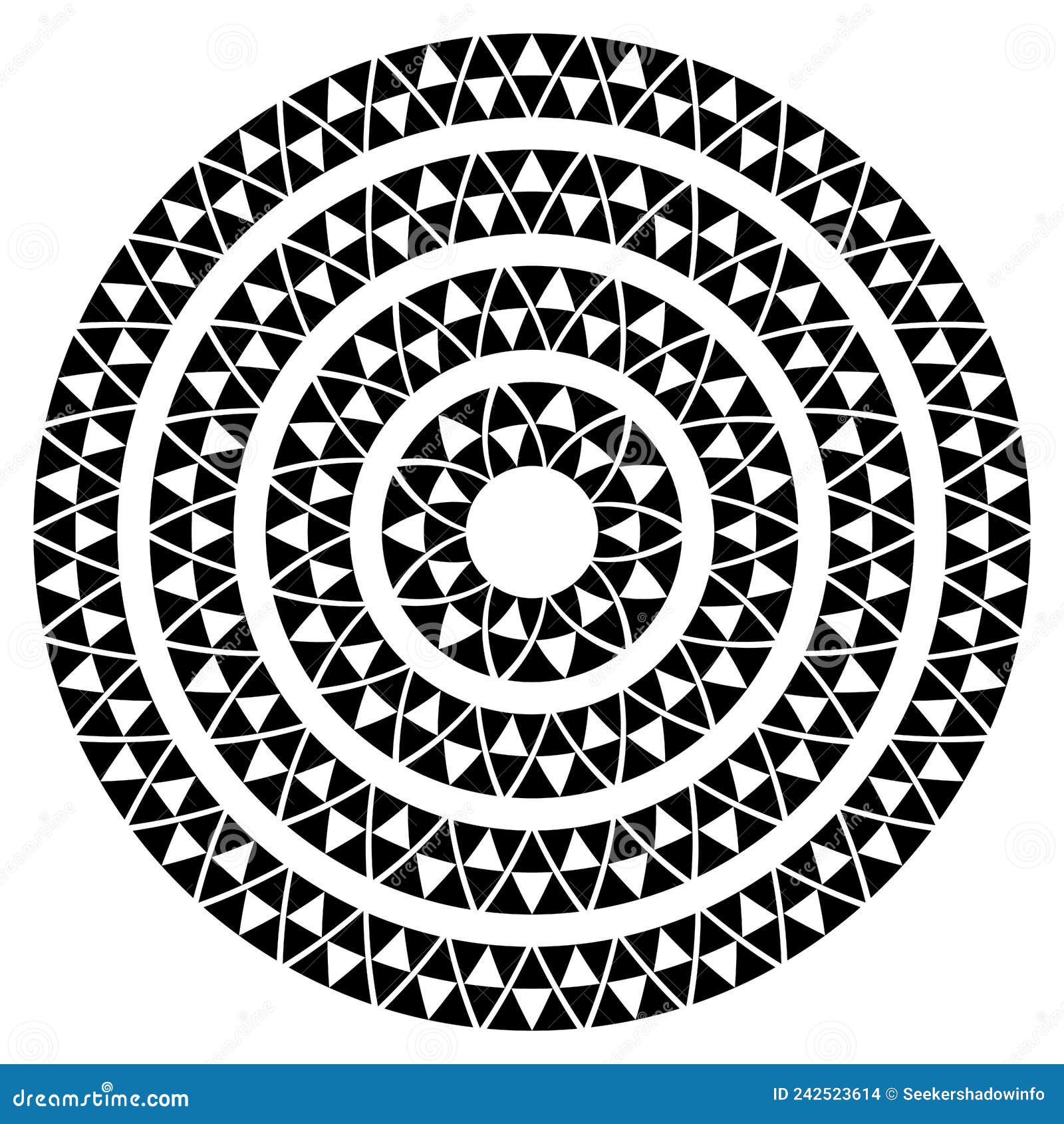 Abstract Aztec Frame. Black Circle Frames with Tribal Patterns. Vector ...