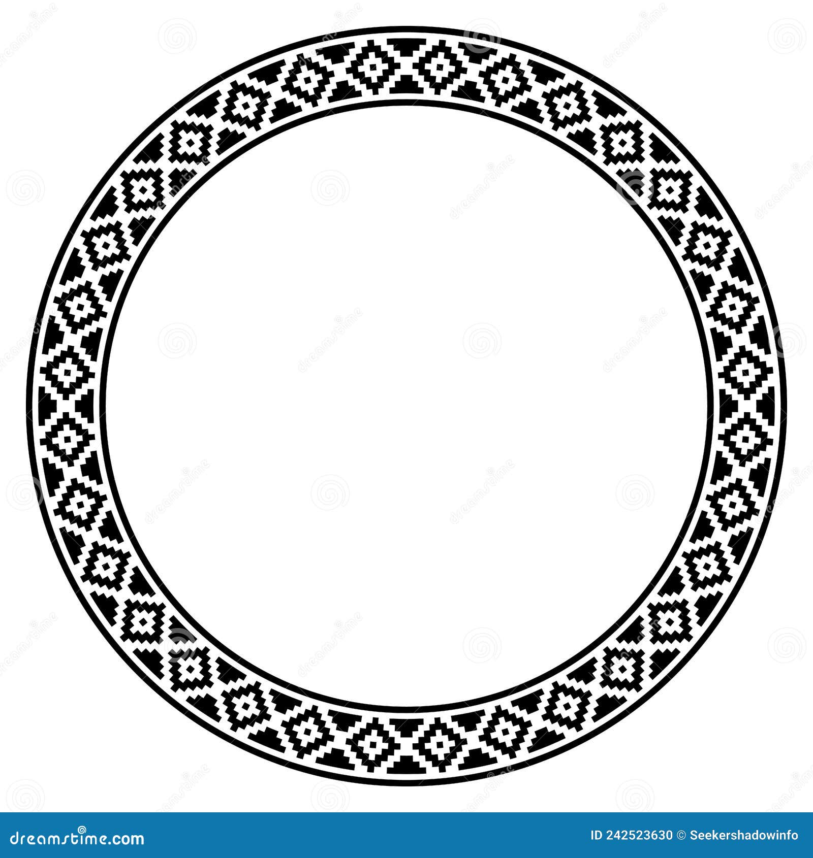Abstract Aztec Frame. Black Circle Frames with Tribal Patterns. Vector ...
