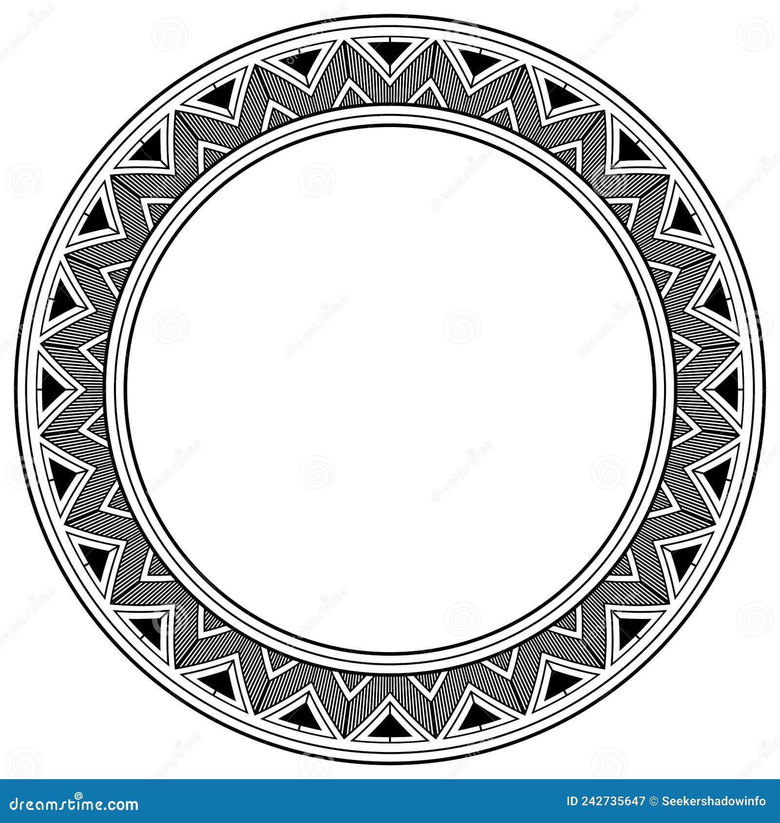 Abstract Aztec Frame. Black Circle Frames with Tribal Patterns. Vector ...