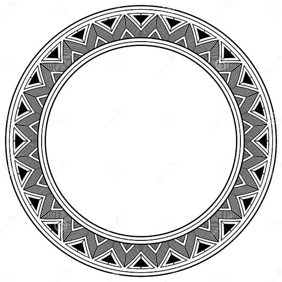 Abstract Aztec Frame. Black Circle Frames with Tribal Patterns. Vector ...