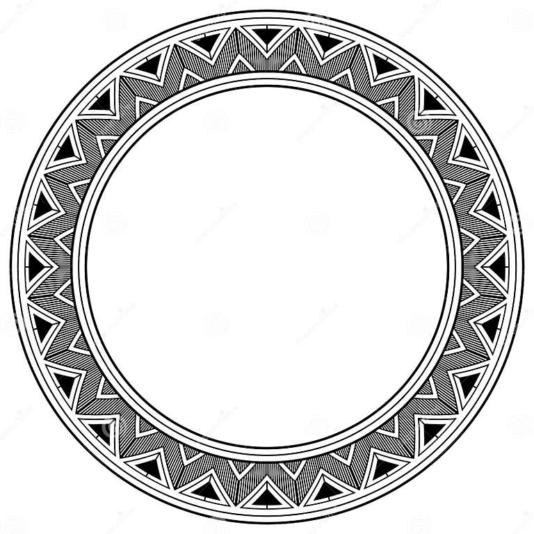 Abstract Aztec Frame. Black Circle Frames with Tribal Patterns. Vector ...