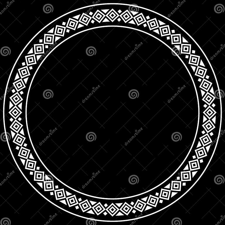 Abstract Aztec Frame. Black Circle Frames with Tribal Patterns. Vector ...