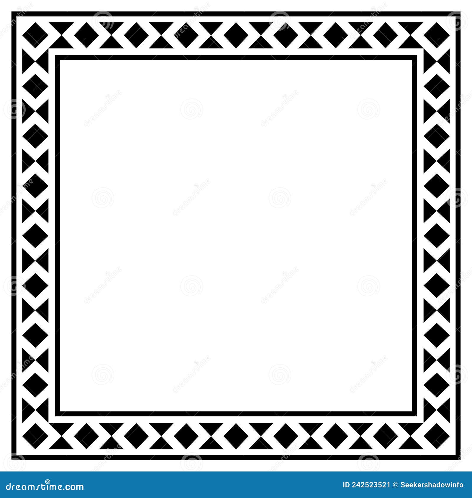 Abstract Aztec Frame. Black Square Frames with Tribal Patterns. Vector ...