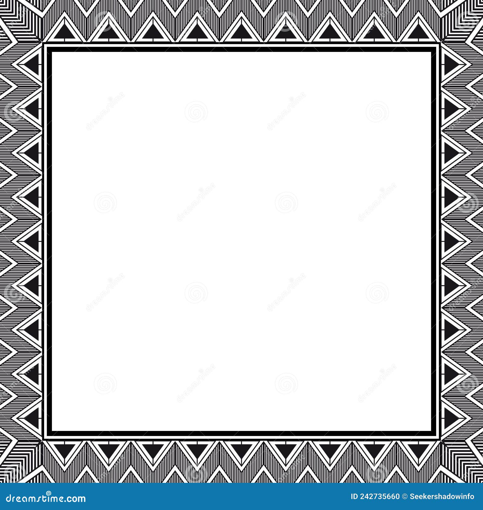 Abstract Aztec Frame. Black Square Frames with Tribal Patterns. Vector ...