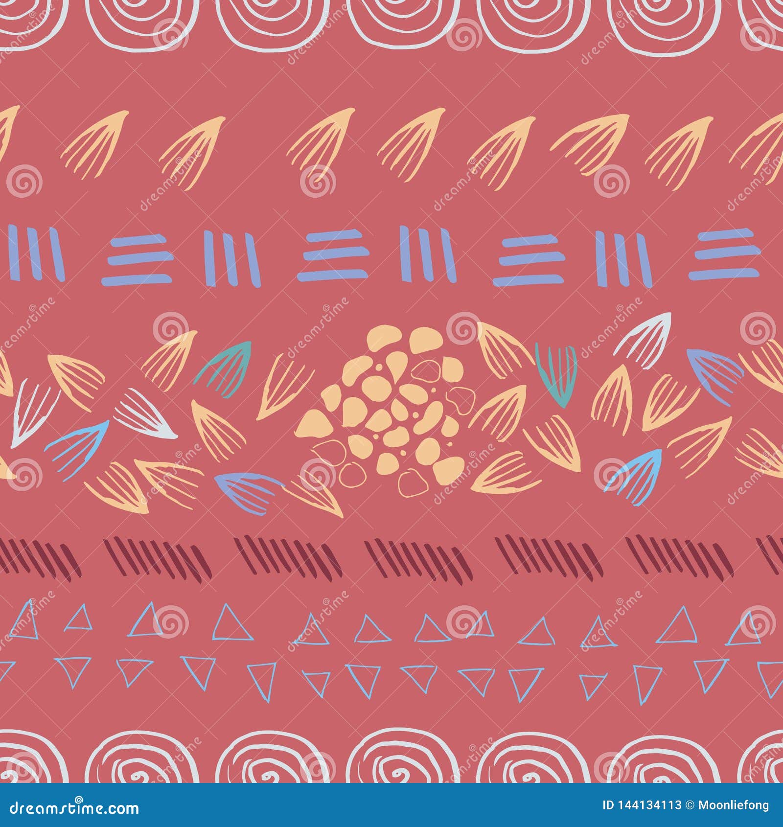 Abstract Aztec Red Seamless Print Design Background Stock Vector ...