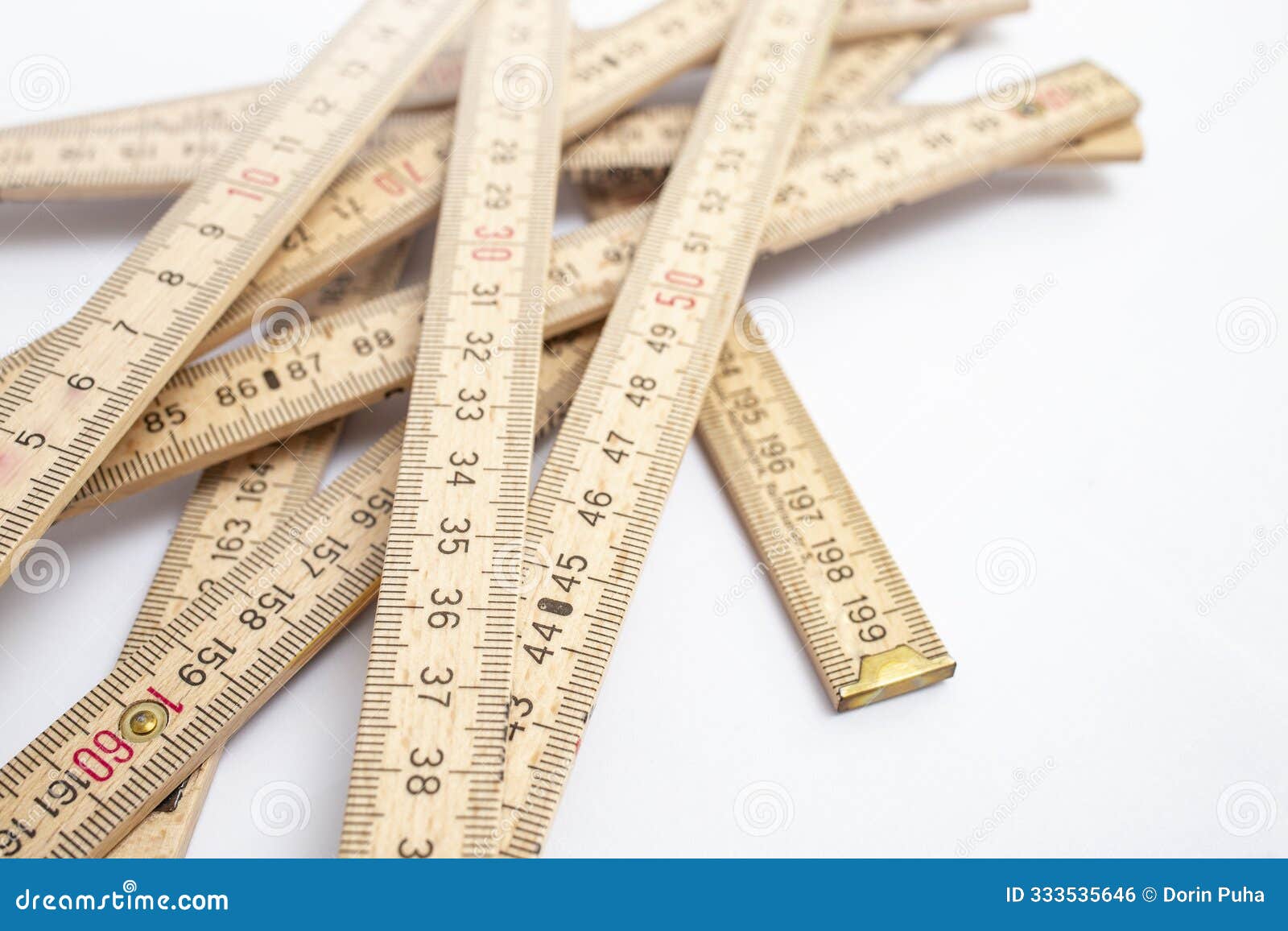 Abstract Backdrop with a Tangled Wooden Measuring Meter, Close Up with ...