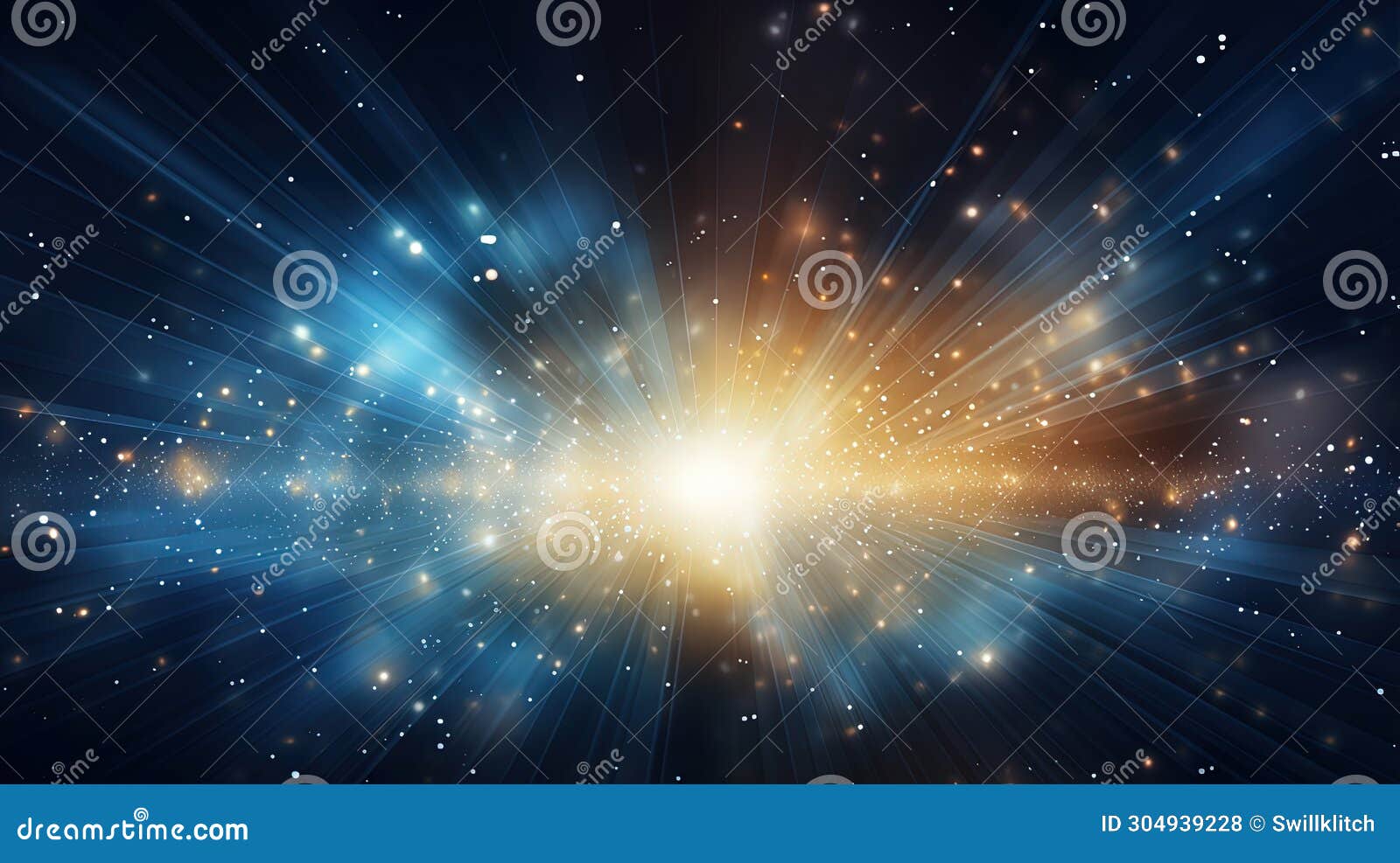 Abstract Backgound with Blue and Orange Light Rays. God Rays or Light ...