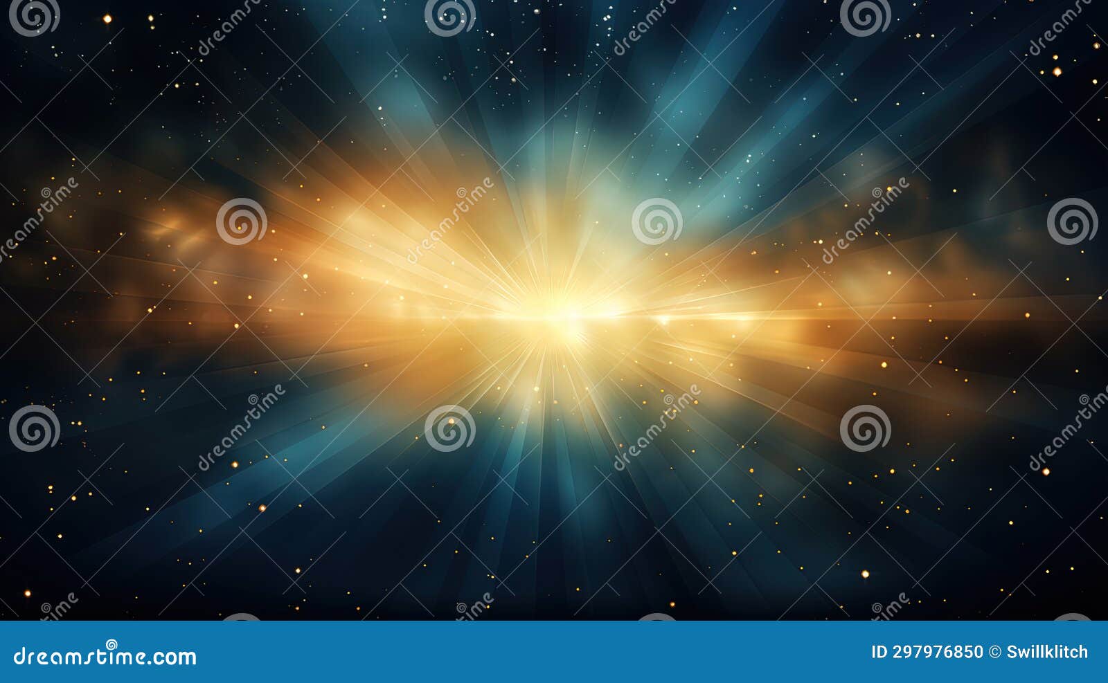 Abstract Backgound with Blue and Orange Light Rays. God Rays or Light ...