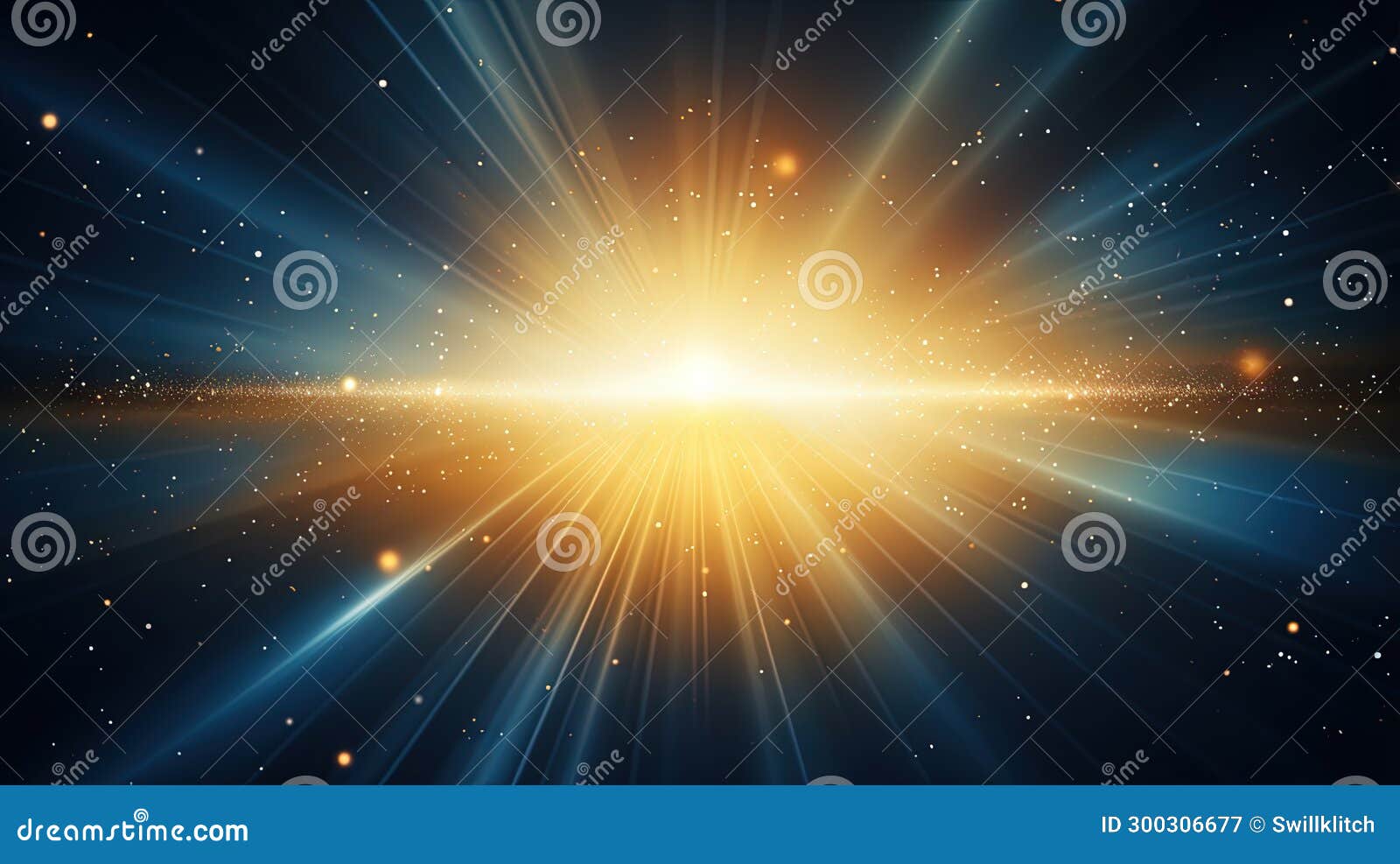 Abstract Backgound with Blue and Orange Light Rays. God Rays or Light ...