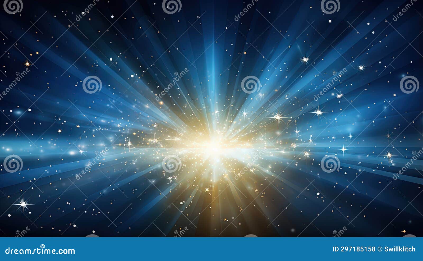 Abstract Backgound with Blue and Orange Light Rays. God Rays or Light ...