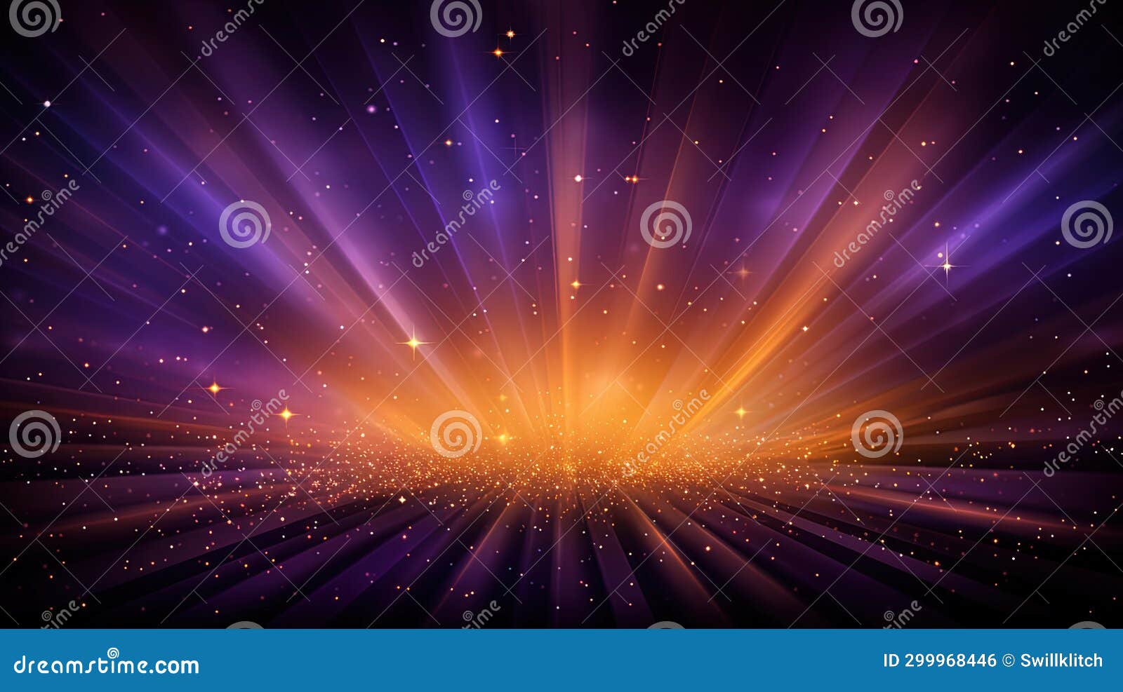 Abstract Backgound with Purple and Orange Light Rays. God Rays or Light ...